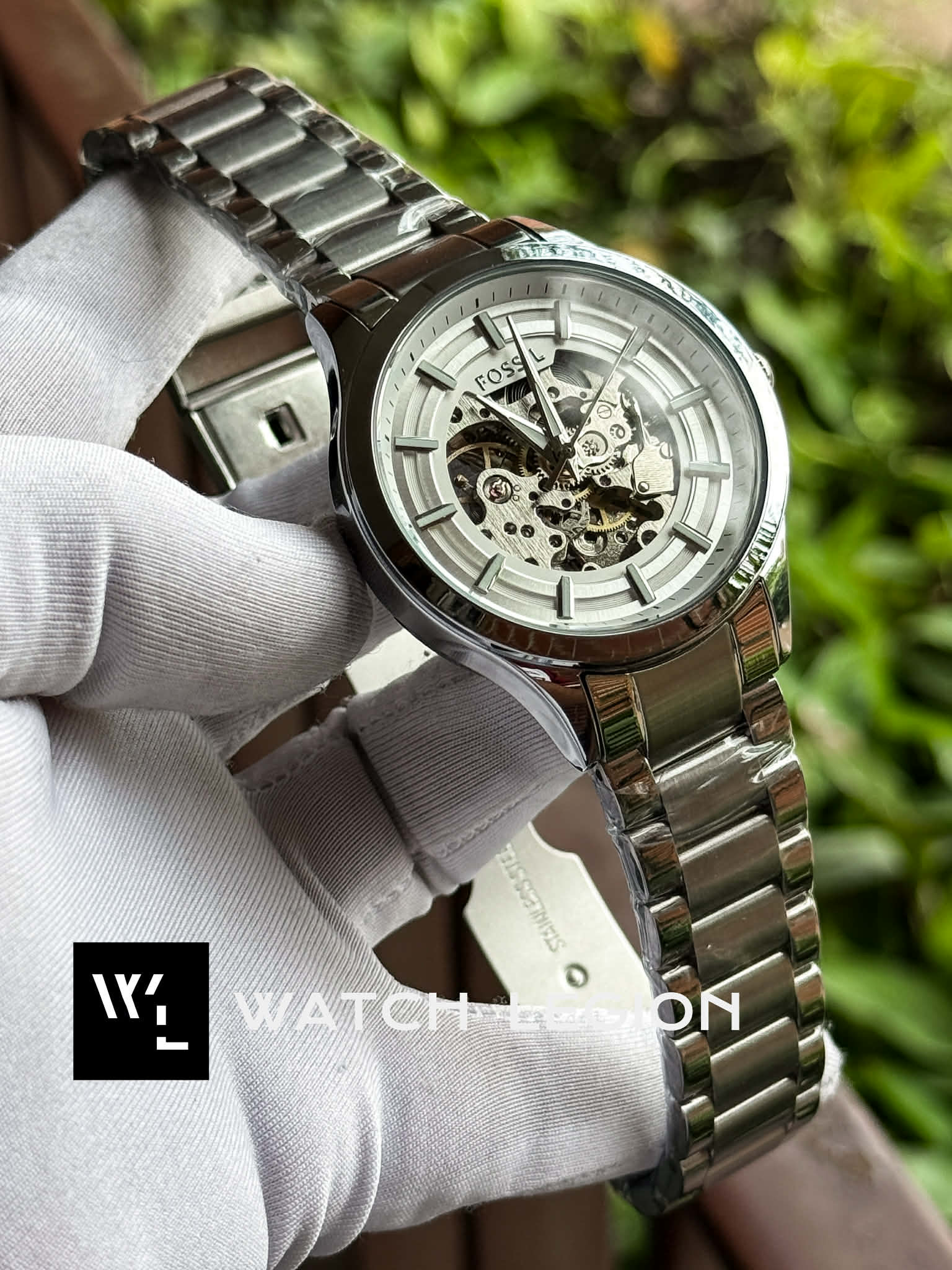 FOSSIL AUTO CHAIN FULL SILVER WHITE DIAL | Watch Legion BD
