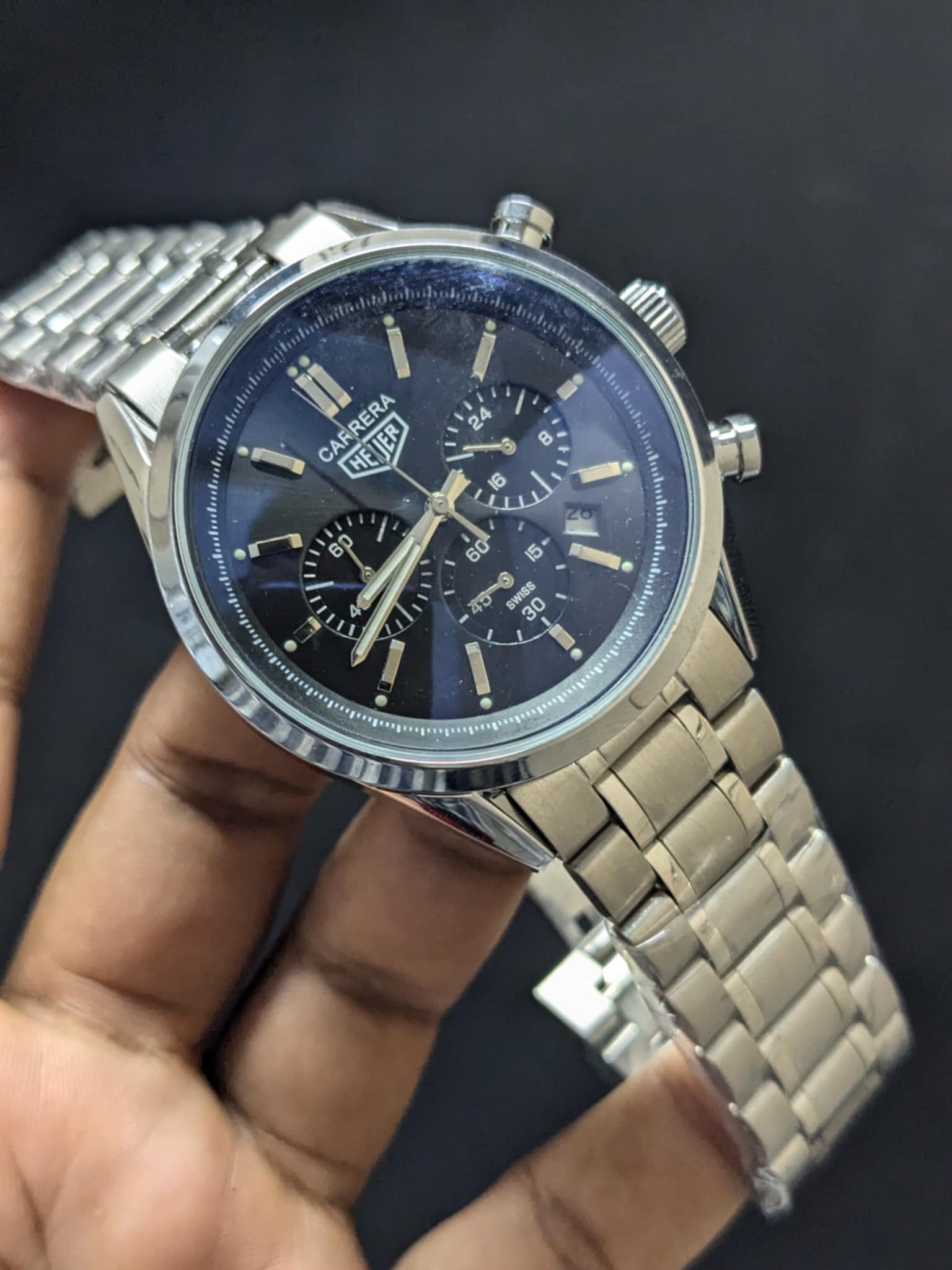 TAG CH BLACK DIAL SILVER CHAIN AA | Watch Legion BD
