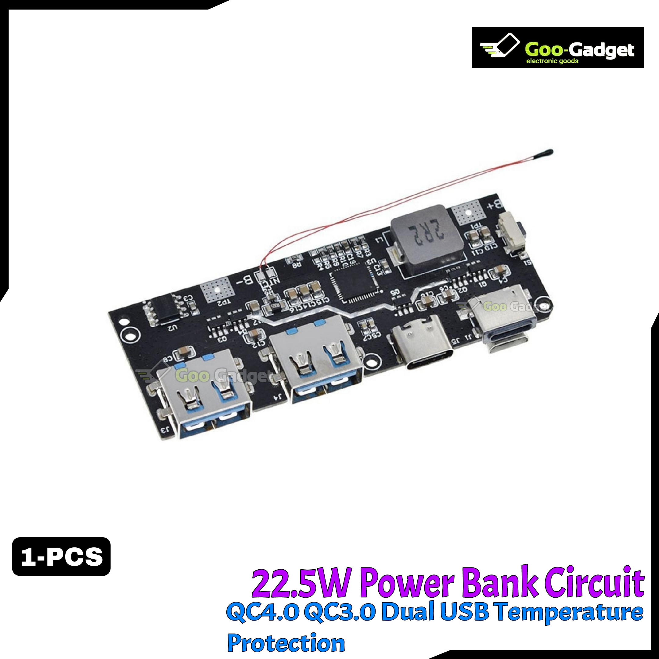 QC4.0 QC3.0 LED Dual USB Mobile Power Bank Module | 5V 4.5A 22.5W Micro/Type-C USB Charging with ...