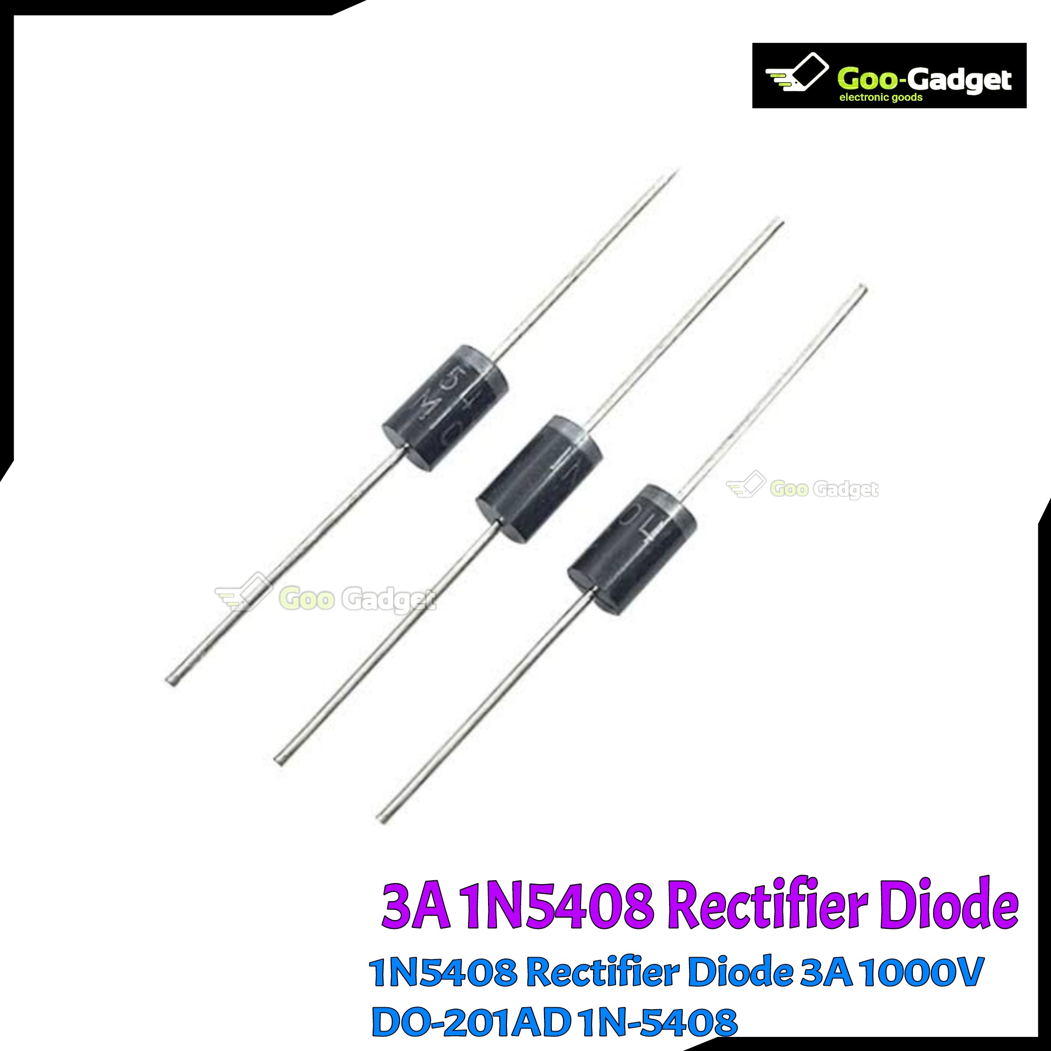 1N5408 Rectifier Diode | 3A 1000V DO-201AD Silicon Junction Diode | Goo Gadget