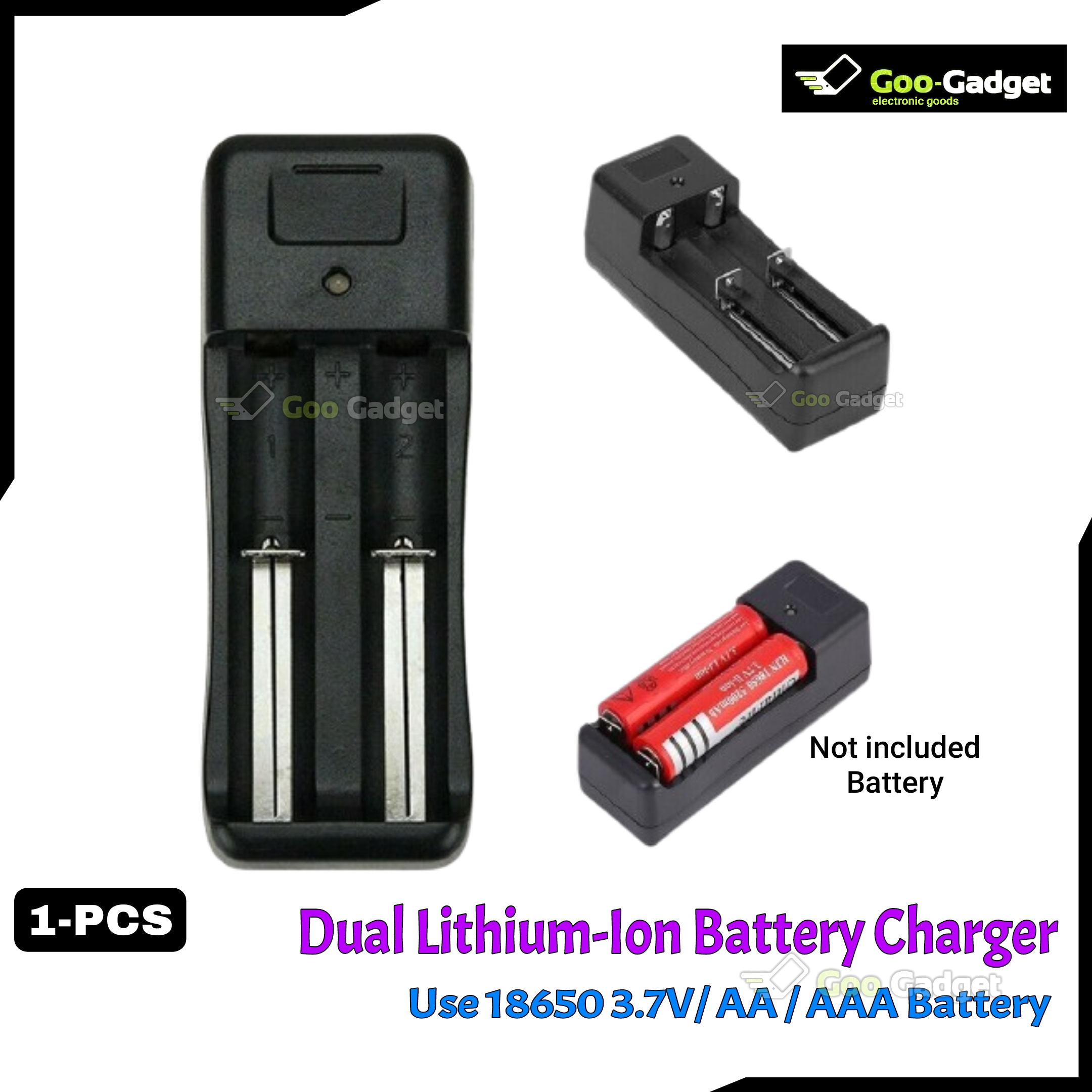 Universal Double Slot Battery Charger | 3.7V 18650/16340/14500 Lithium ...