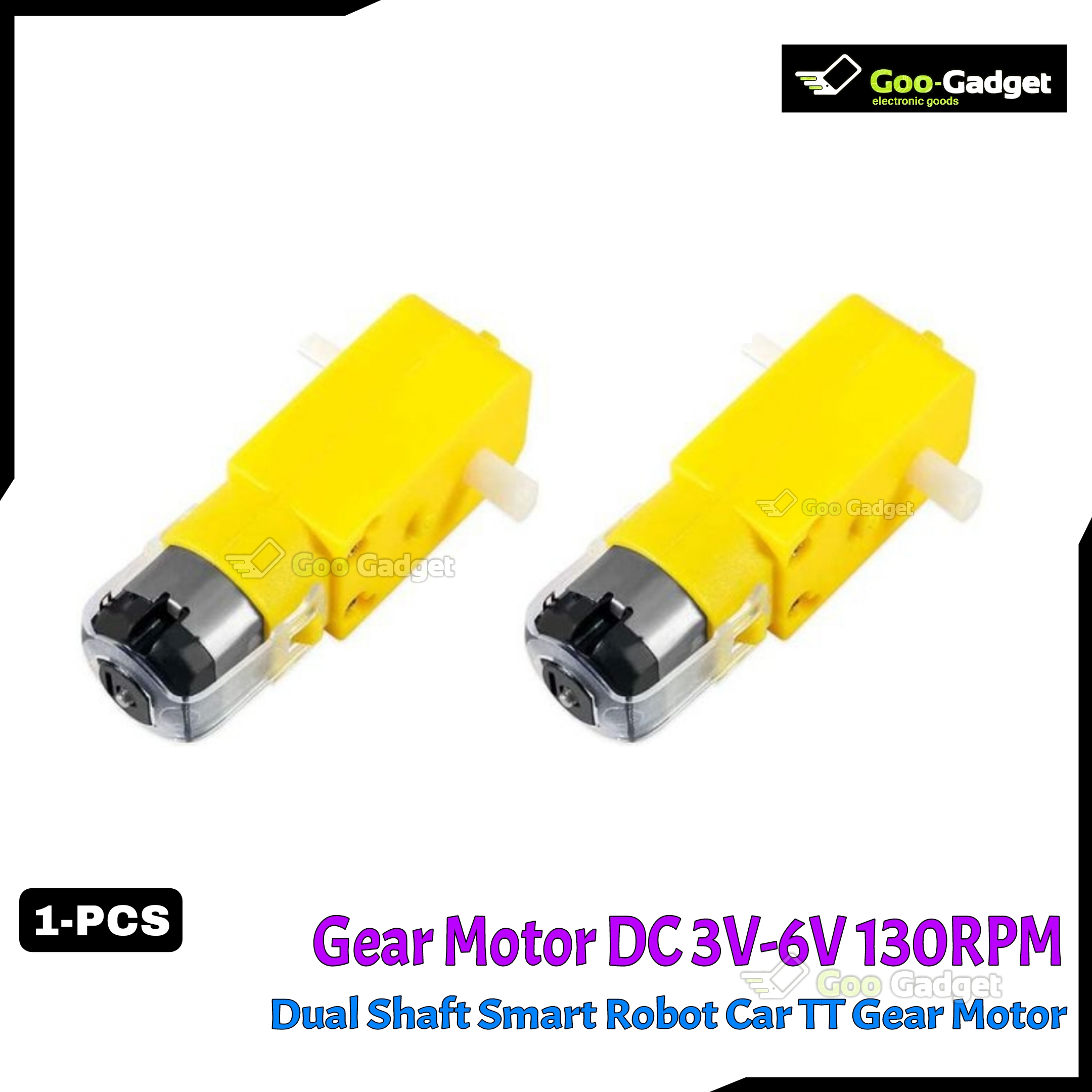 Gear Motor DC 3V 6V 130RPM Dual Shaft | Smart Robot Car TT Gear Motor ...