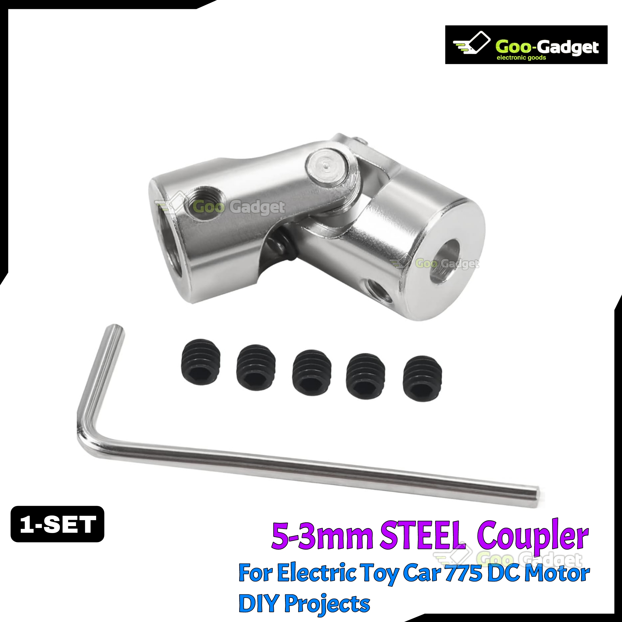 775 Motor Shaft Connector 5mm to 3mm Stainless Steel Coupler | Goo Gadget