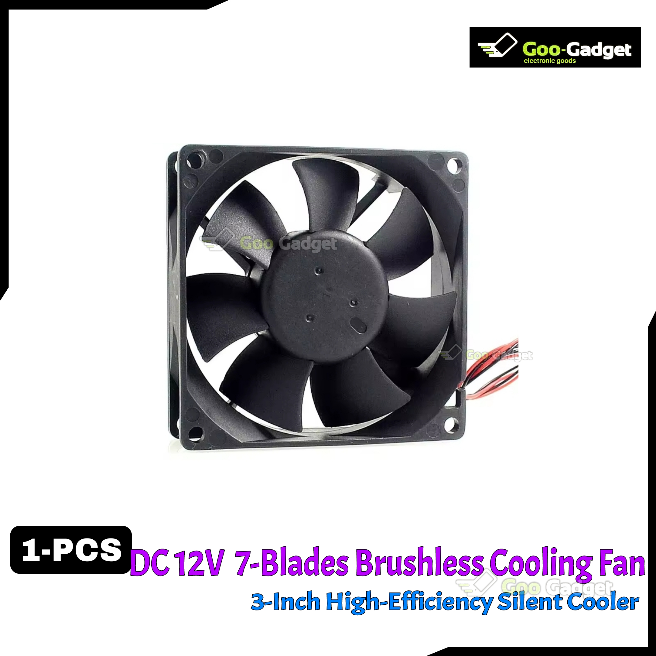 DC 12V 0.3A Mini Brushless Cooling Fan, 3-Inch High-Efficiency Silent ...
