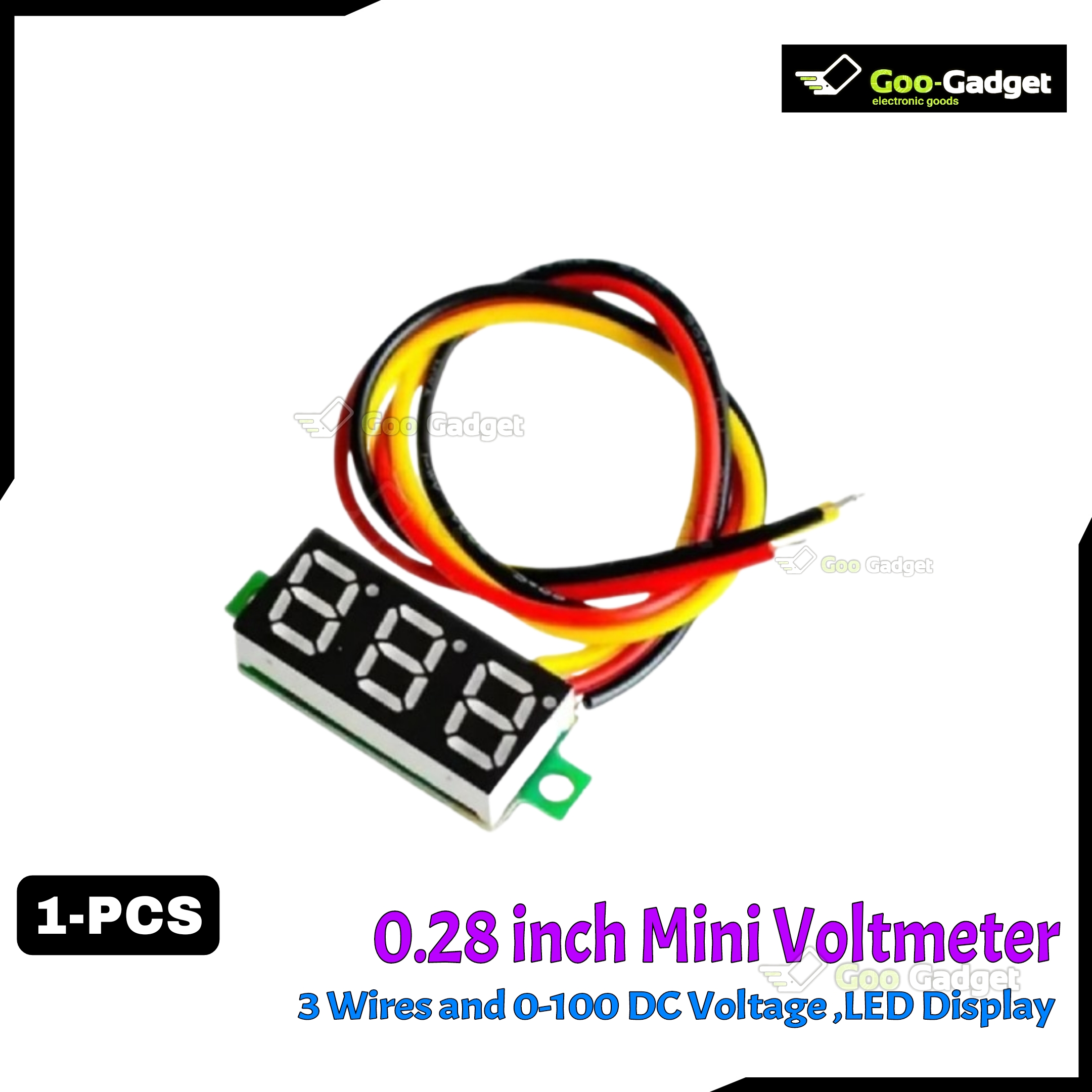 Mini 0.28 Inch 3-Wires Digital Voltmeter | Red LED Display DC 0-100V ...