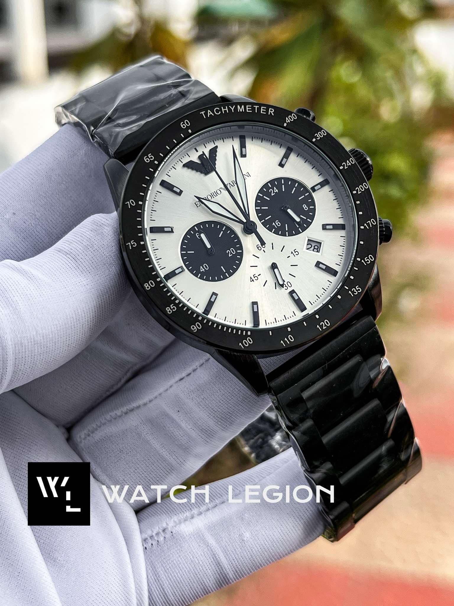ARMANI BLACK BODY WHITE DIAL BLACK SUB | Watch Legion BD