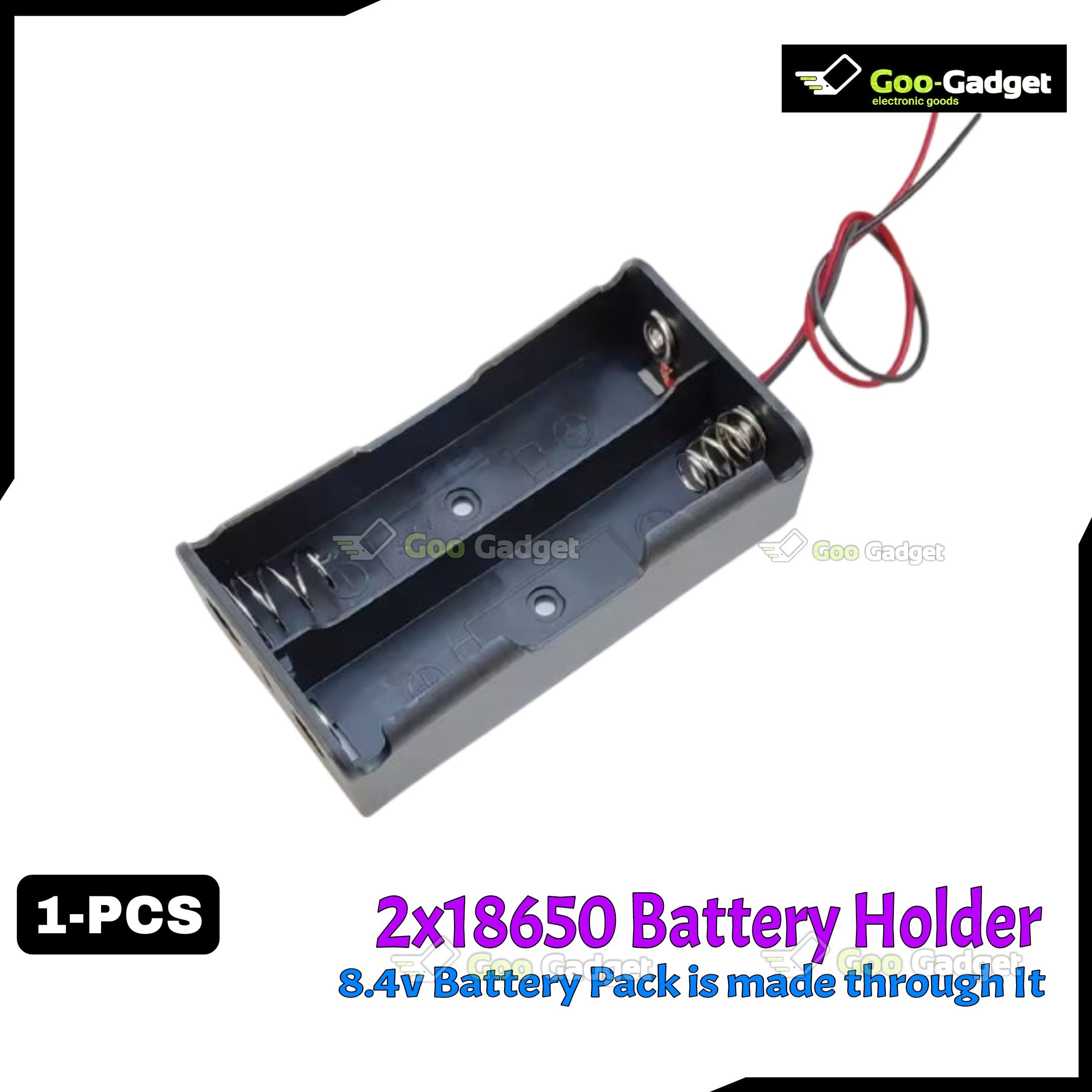 2S 18650 Battery Holder Case | 2 Slot 7.4V Lithium-Ion Battery Box with ...