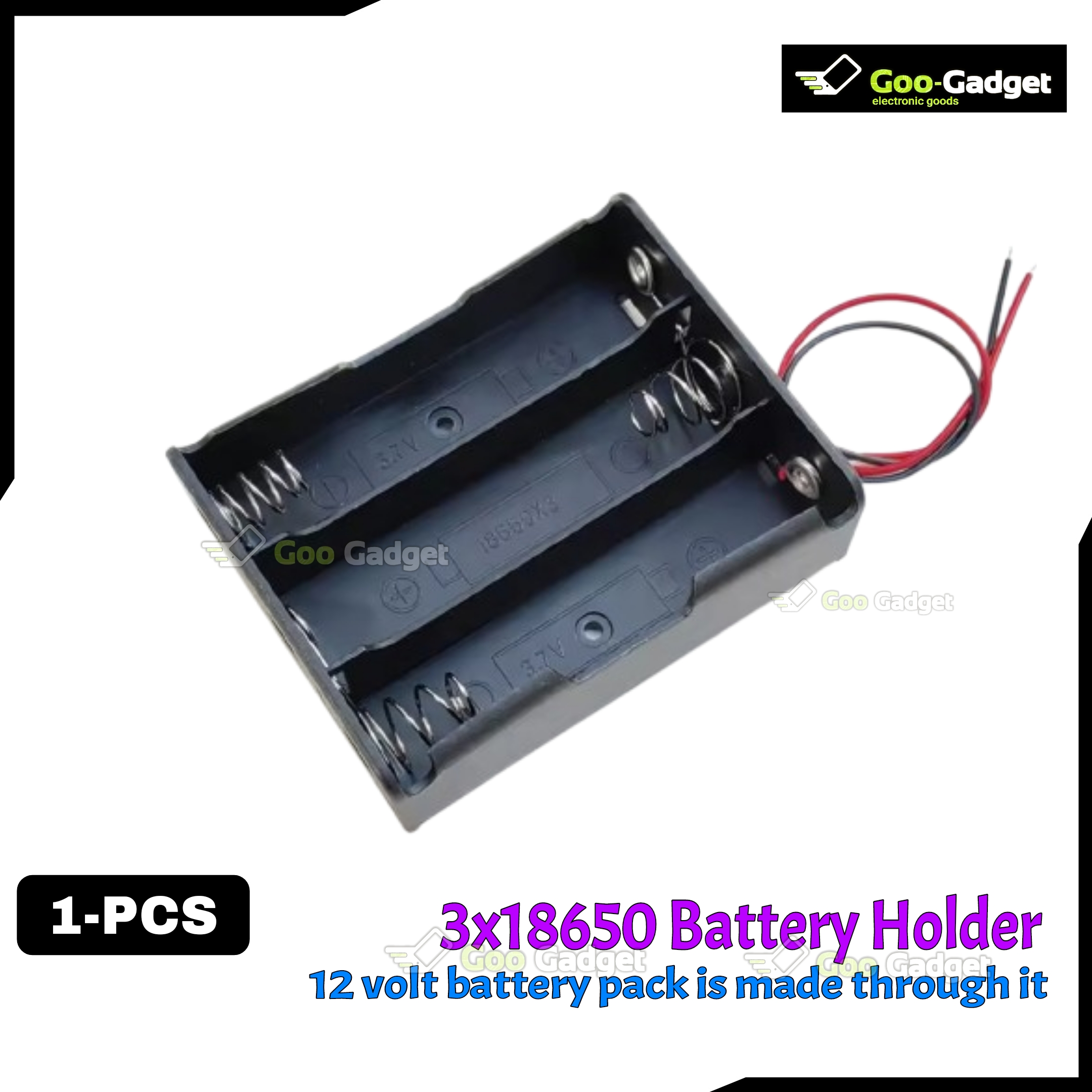 3S 18650 Battery Holder Case | 3S 12V Lithium-Ion Battery Box with 6-Inch Wire Leads for DIY ...