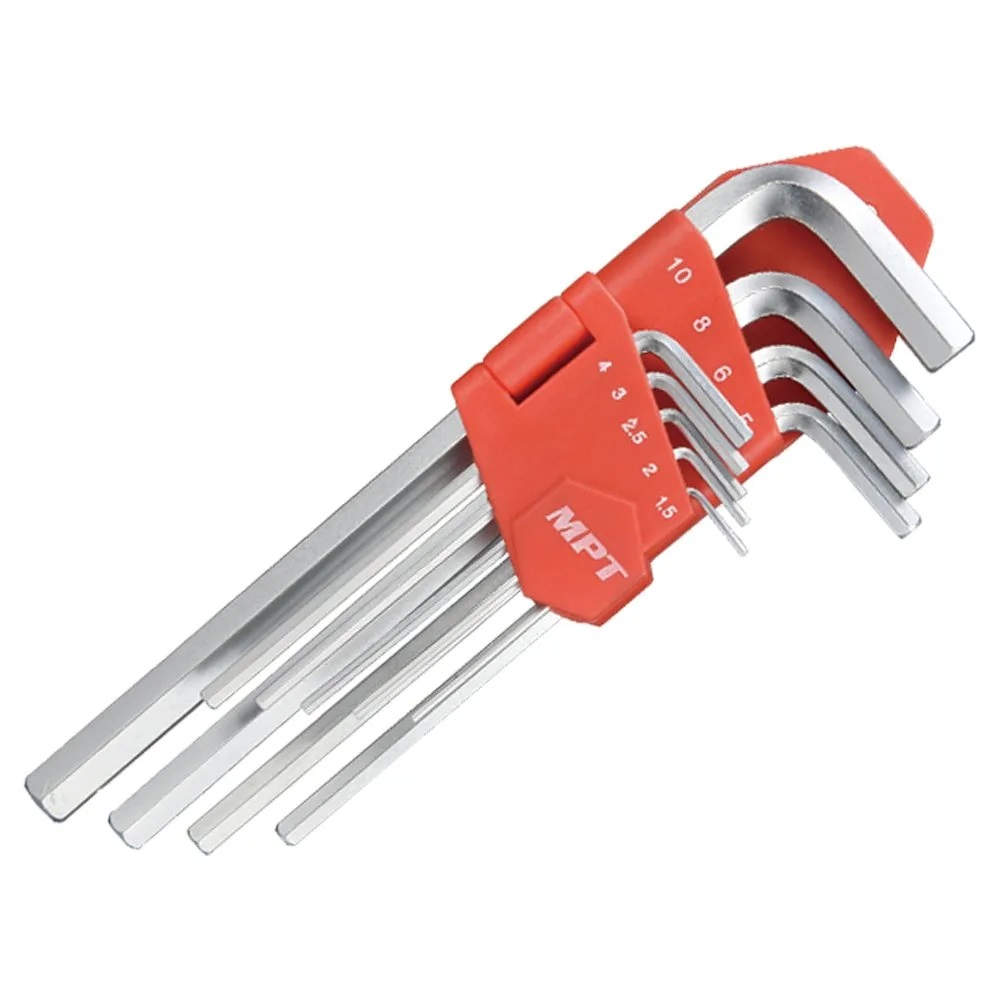 MPT 9pcs Hex Key Set ( Short Arm | Long Arm ), CRV, Chrome plated ...
