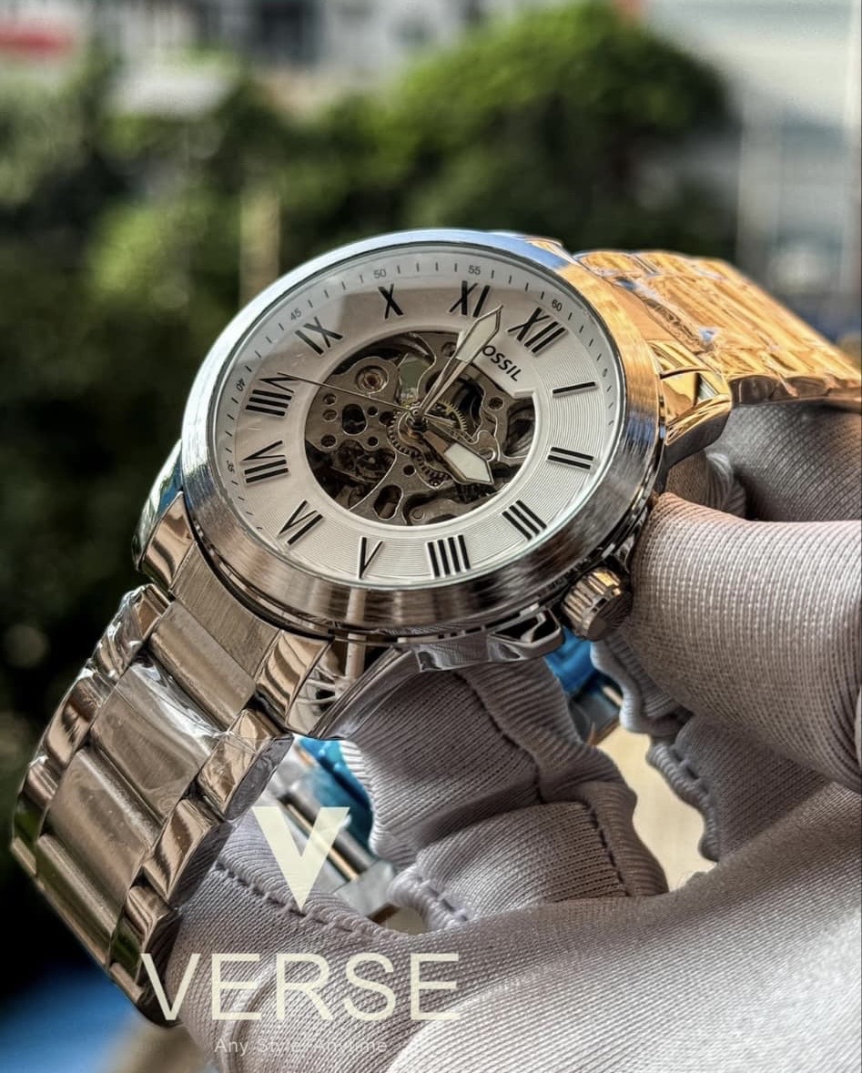 FOSSIL AUTO CHAIN FULL SILVER WHITE DIAL | Watch Legion BD