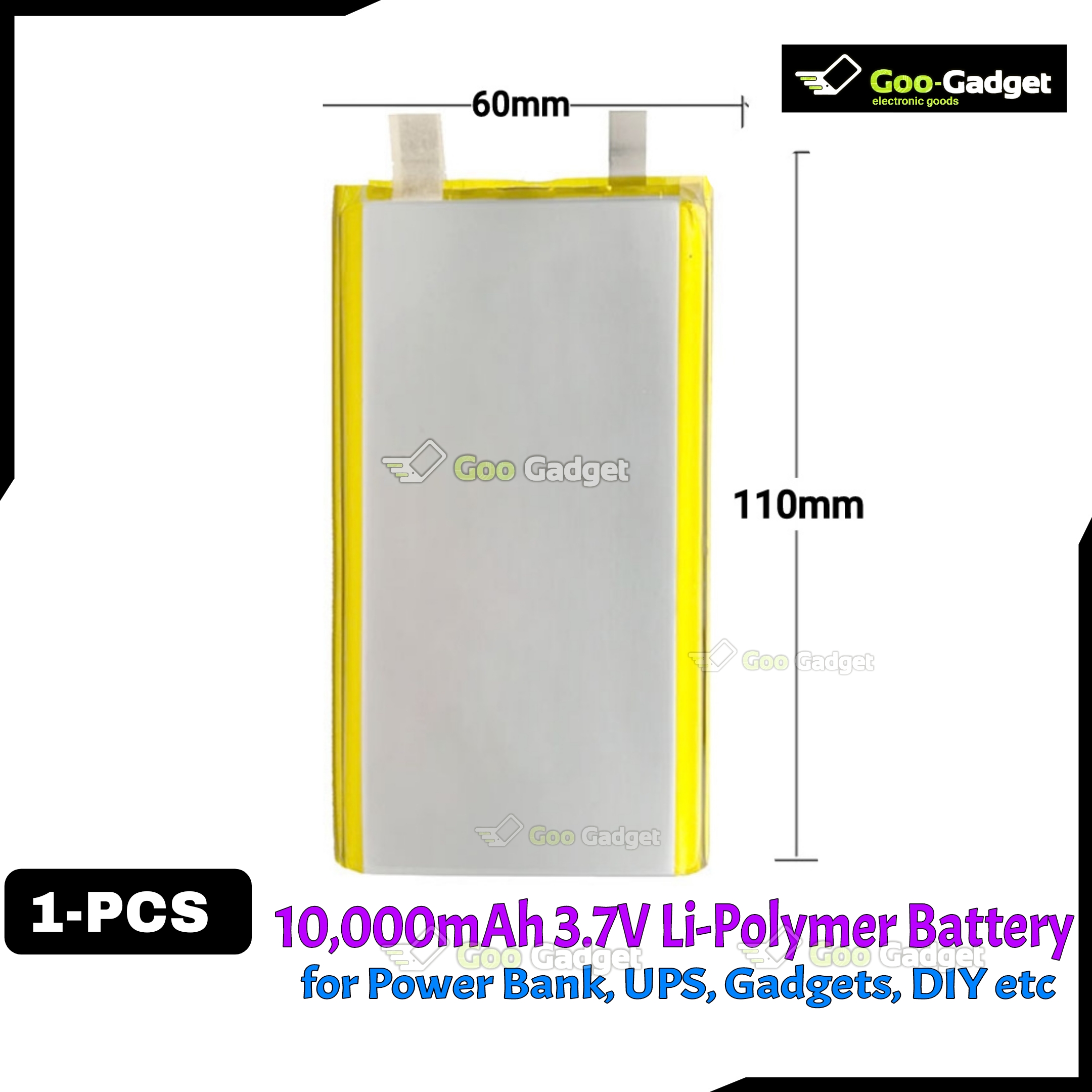 10000mAh 3.7V Lithium Polymer Battery | 60mm x 110mm High-Capacity ...