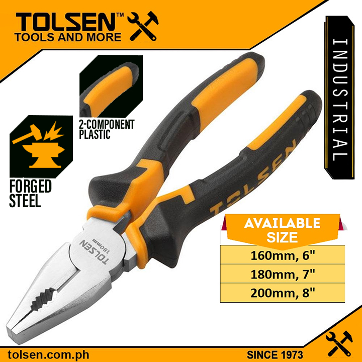 Tolsen Combination Pliers ( 6" / 7" / 8" ) Heavy Duty TPR Handle ...