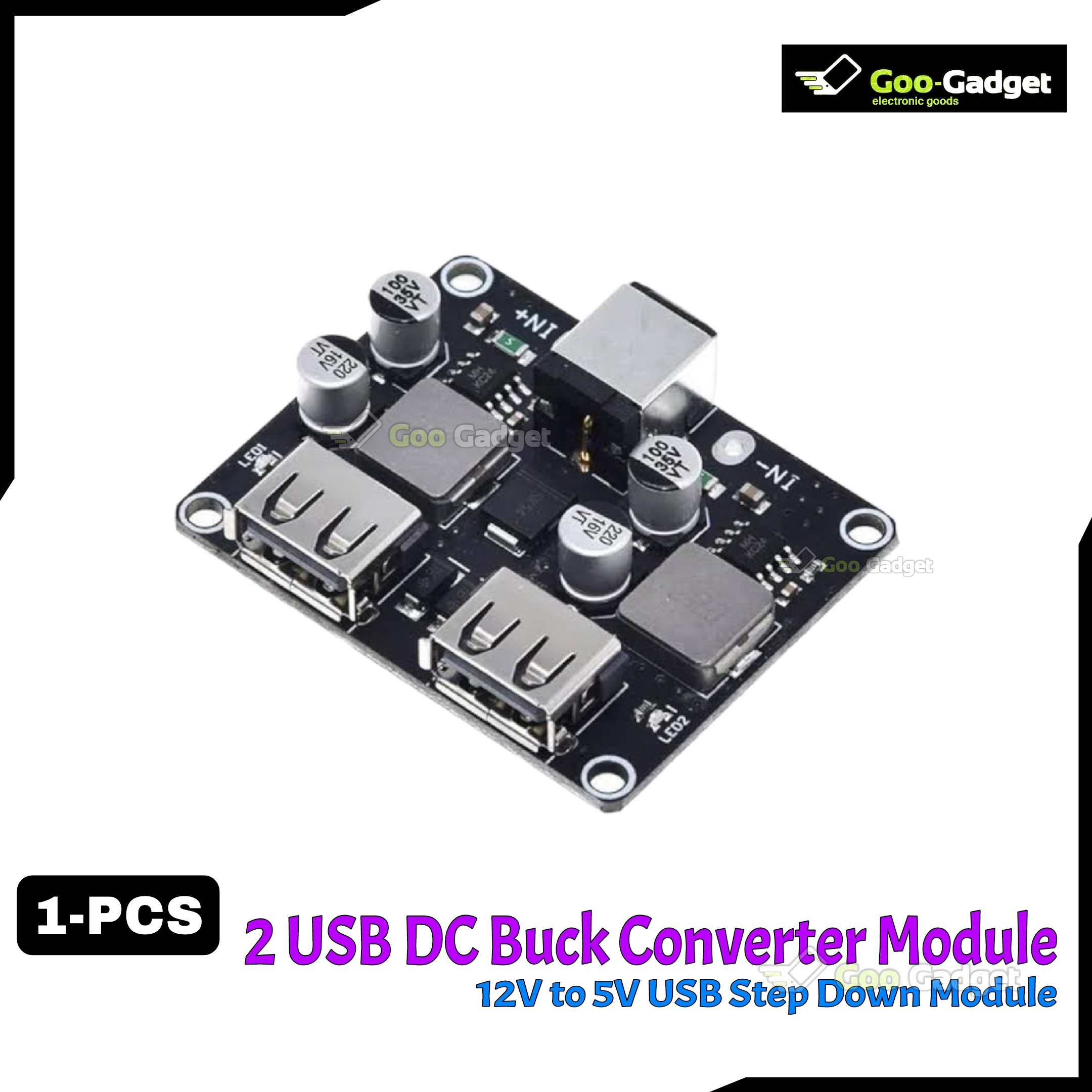 QC3.0 QC2.0 2 USB DC-DC Buck Converter Charging Step-Down Module | Fast Quick Charger Circuit ...