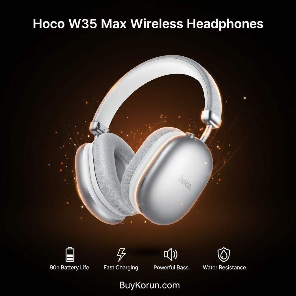Hoco W35 Max Bluetooth V5.3 Headphone with 90 hours Playtime | Buy Korun