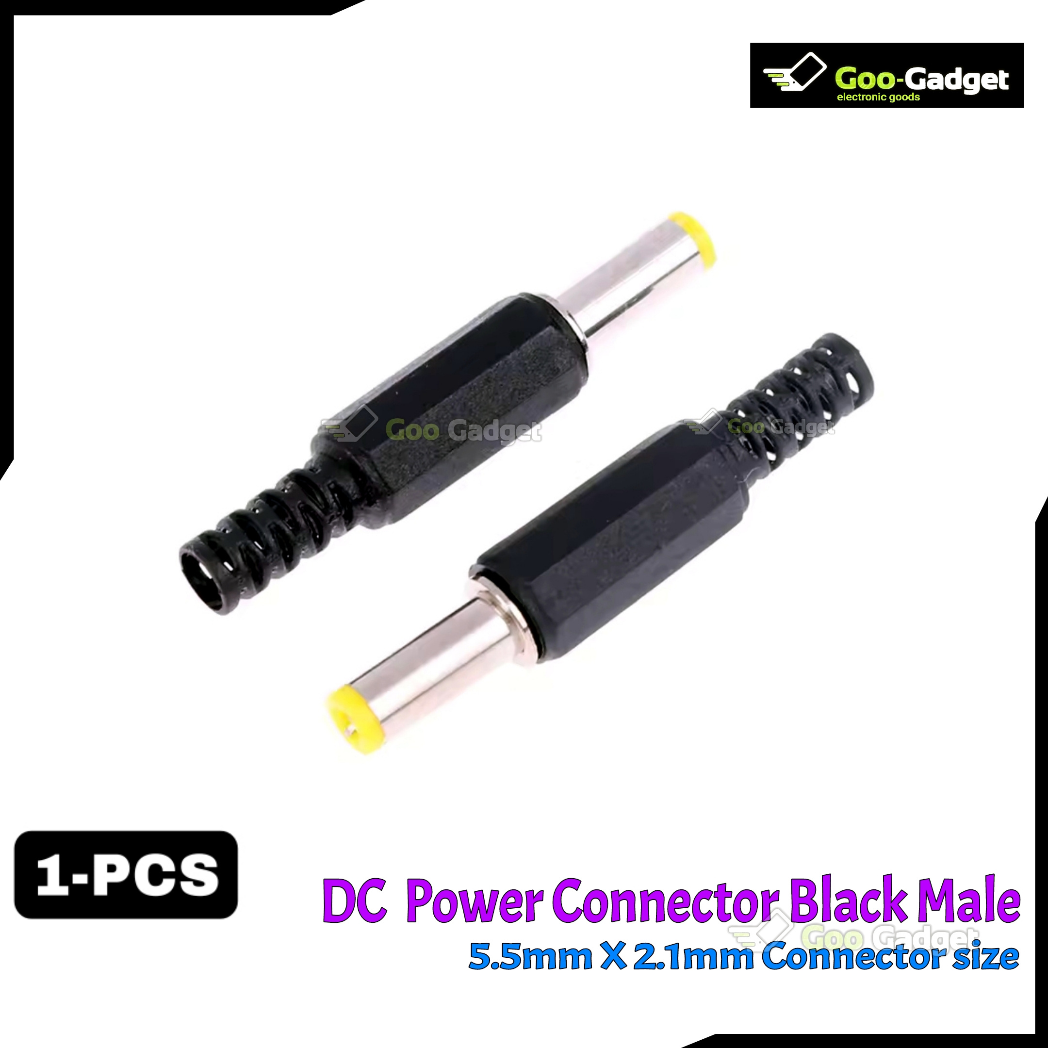 DC Barrel Power Jack Connector 5.5mm x 2.1mm Male | Panel Mount Adapter ...