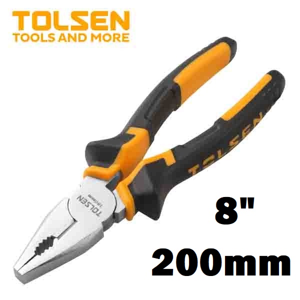 TOLSEN 8" Combination Pliers (200mm) TPR Handle Model: 10002 | Tolsen Tools Bangladesh