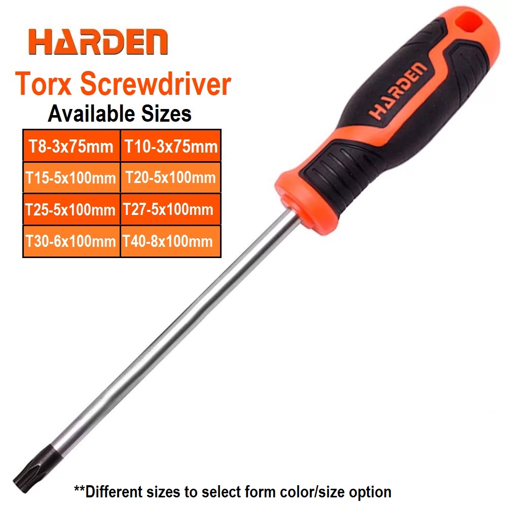 HARDEN Trox Screwdriver ( T8 | T10 | T15 | T20 | T25 | T27 | T30 | T40 ...