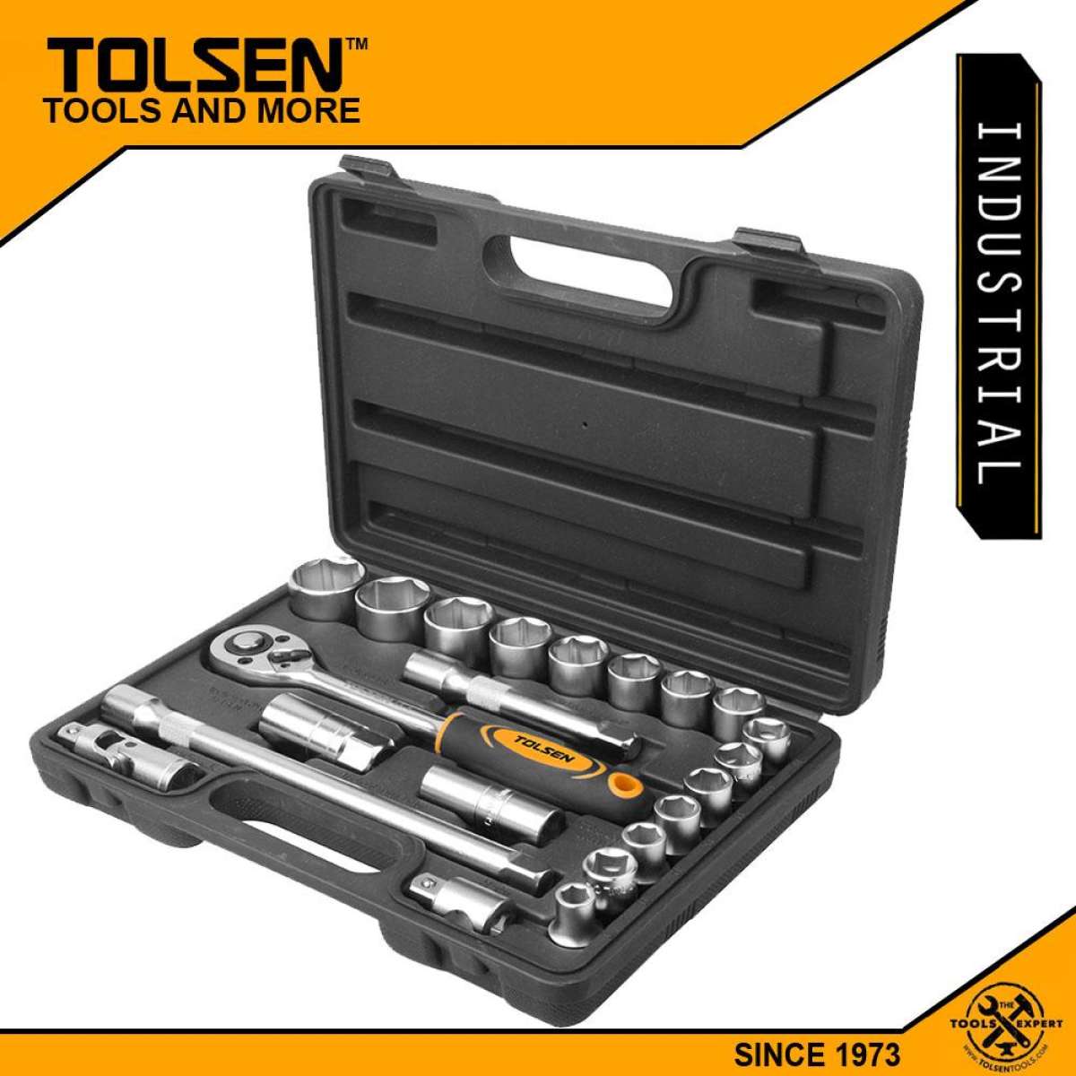 TOLSEN 22Pcs Socket Rachet Wrench Set (1/2" Drive) Industrial Series Model: 15139 | Tolsen Tools ...