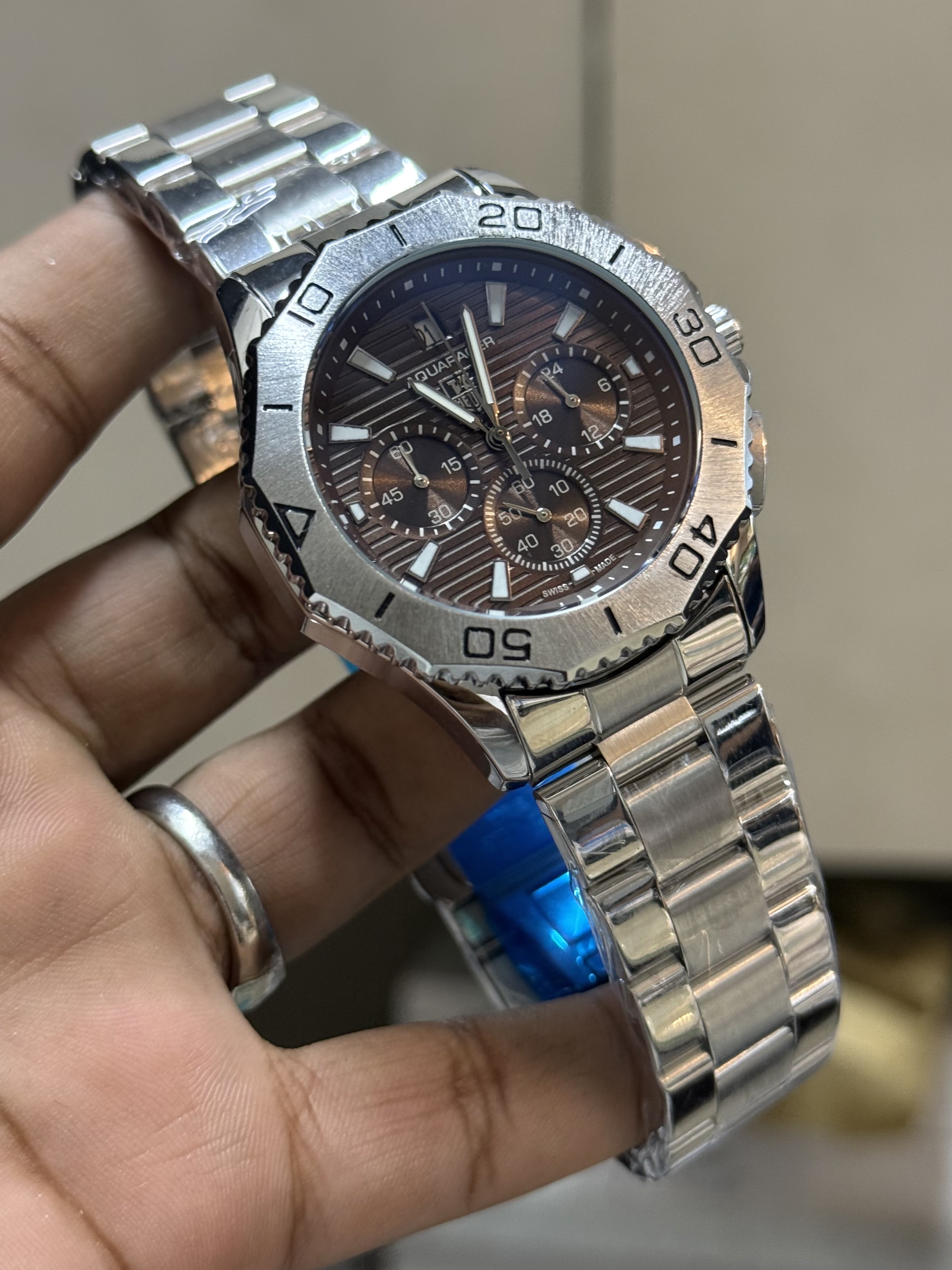 TAG AQUARACER CHRONO CHAIN BROWN DIAL | Watch Legion BD