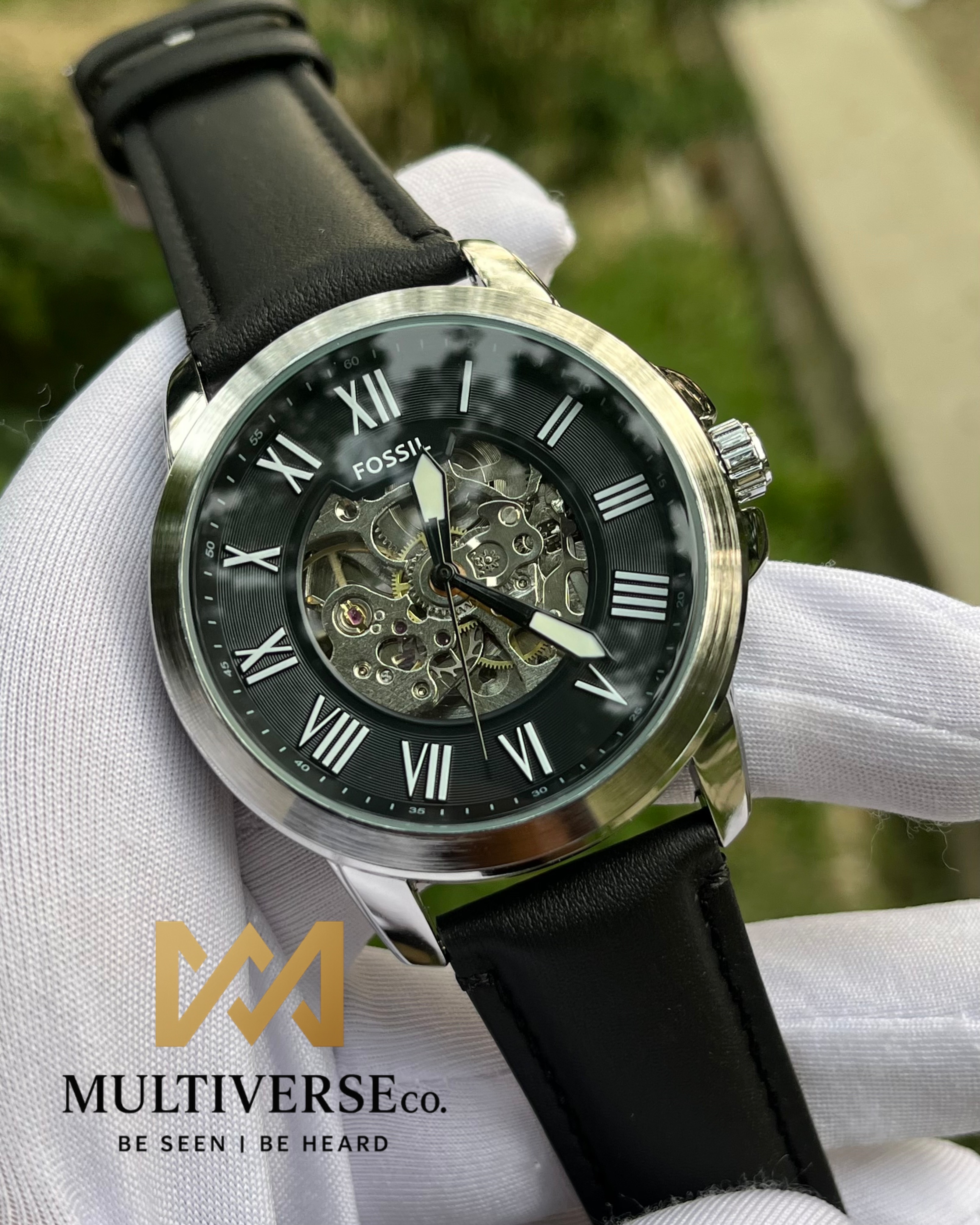 Fossil ME Series Black Belt Silver Bezel (AA) | WATCH MULTIVERSE