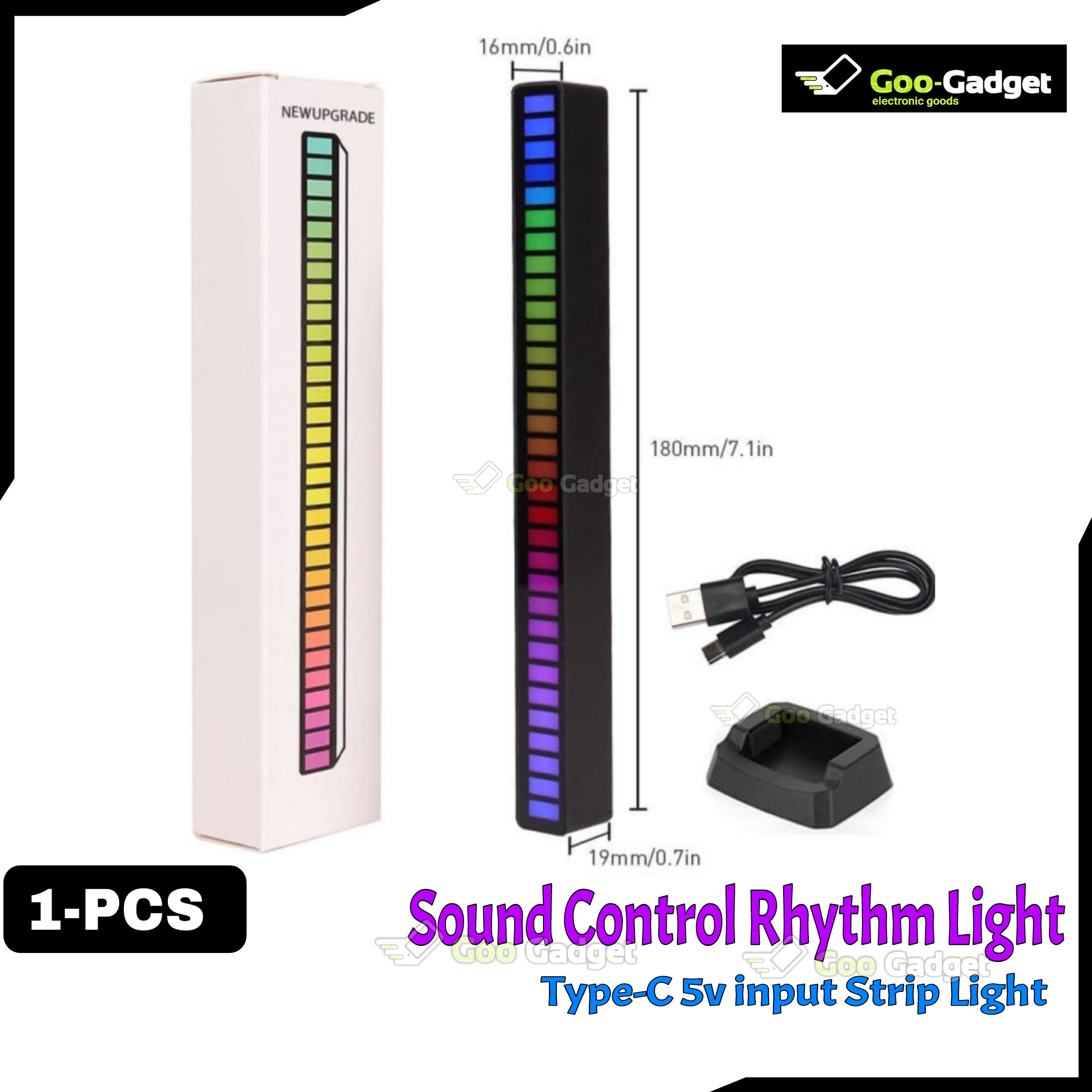 3D 4OLED Sound-Control Rhythm Lights | Music Level Strip Light ...