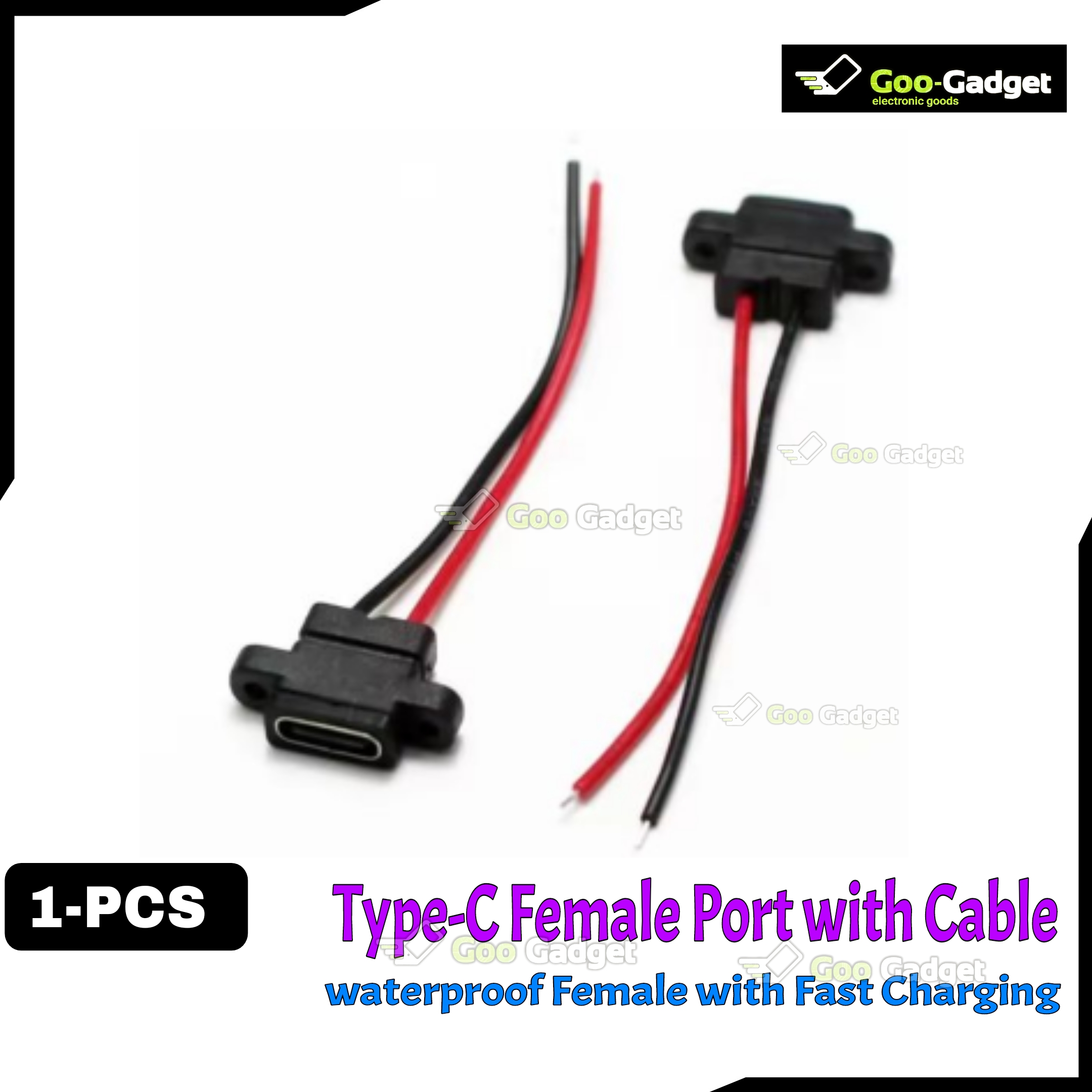 Type-C 2-Pin Waterproof Female USB-C Socket Port with Screw Hole | Goo ...