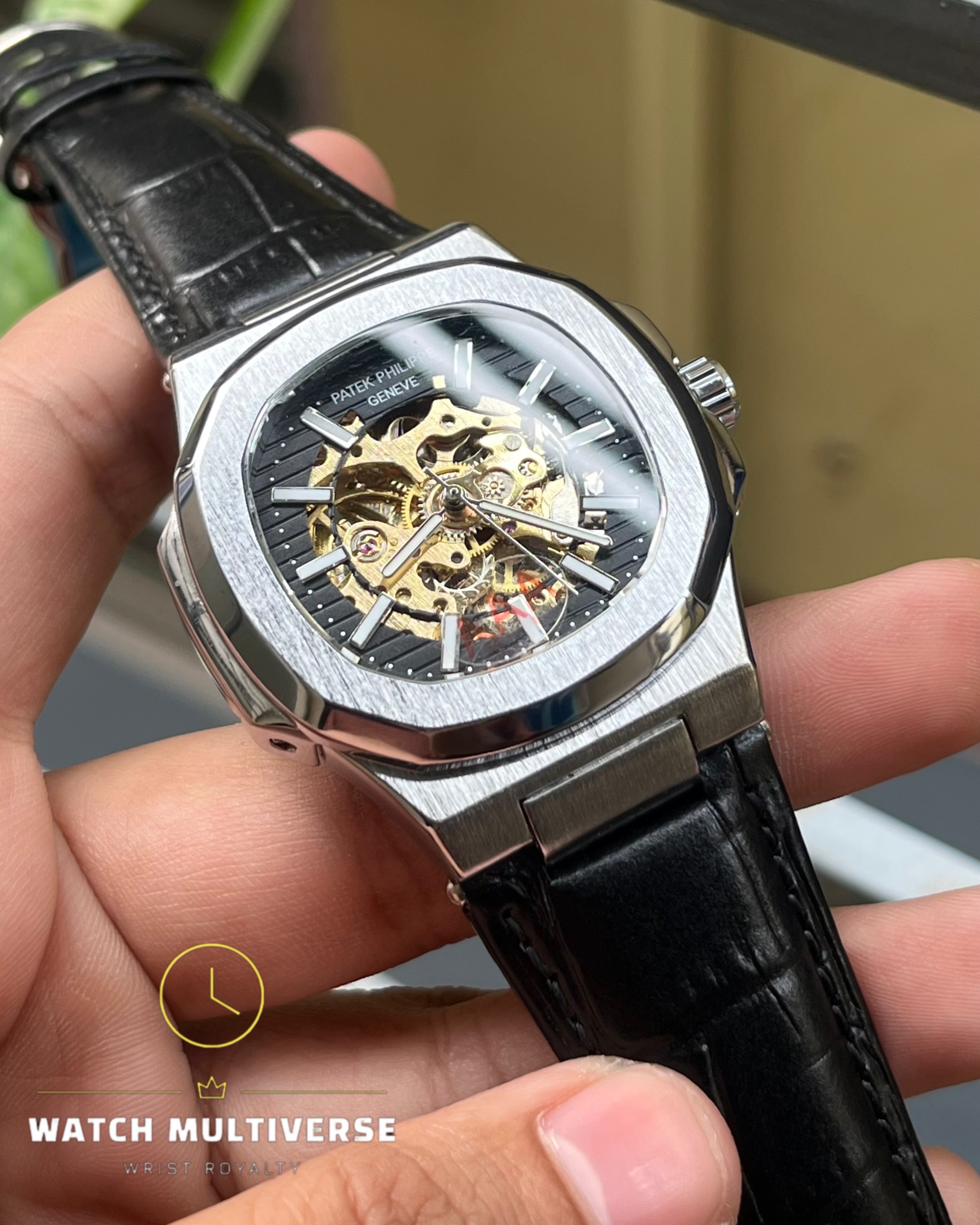 PATEK PHILLIPE Silver Black Belt | WATCH MULTIVERSE