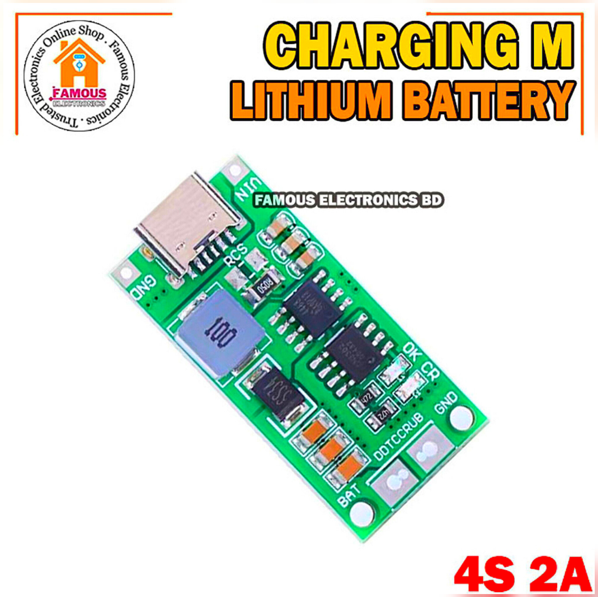 Multi-Cell 4S 2A Type-C To 12.6V Step-Up Boost Lipo- Polymer Li-Ion Charger 16.8V 18650 Lithium ...