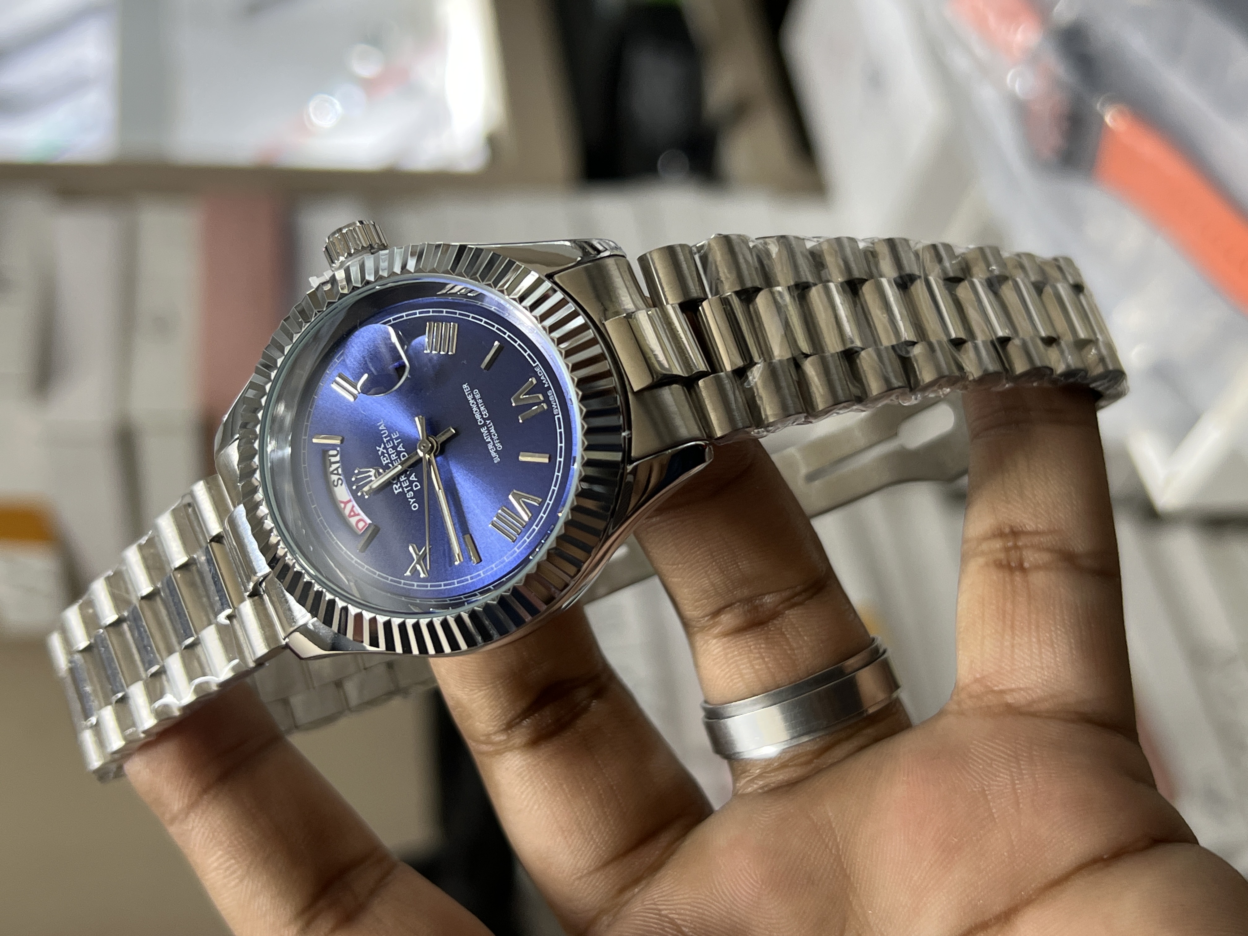 ROLEX DAY DATE SILVER - BLUE | Watch Legion BD