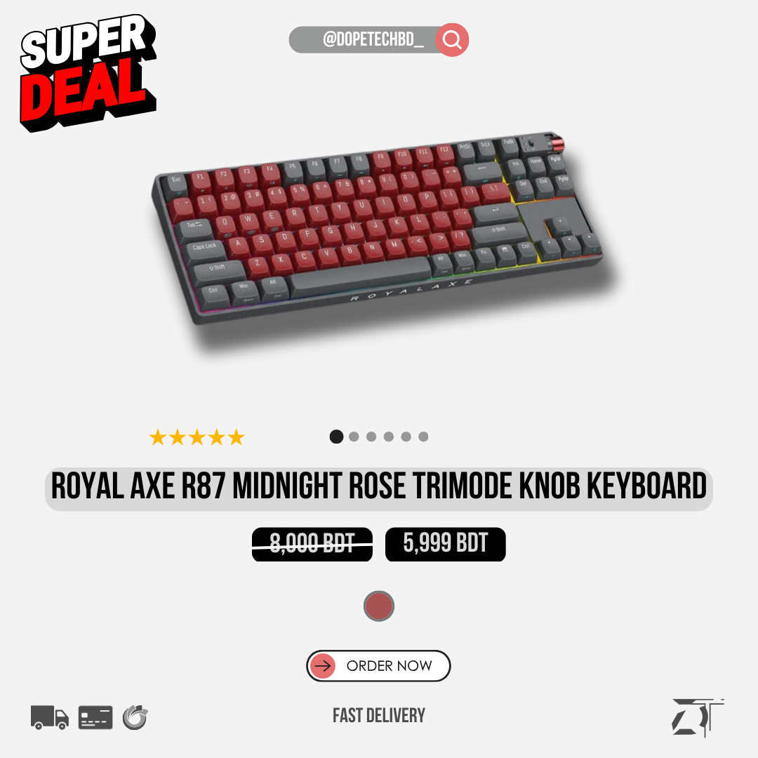 Royal Axe R87 Midnight Rose Trimode Knob Keyboard - TTC Gold Pink V2 ...