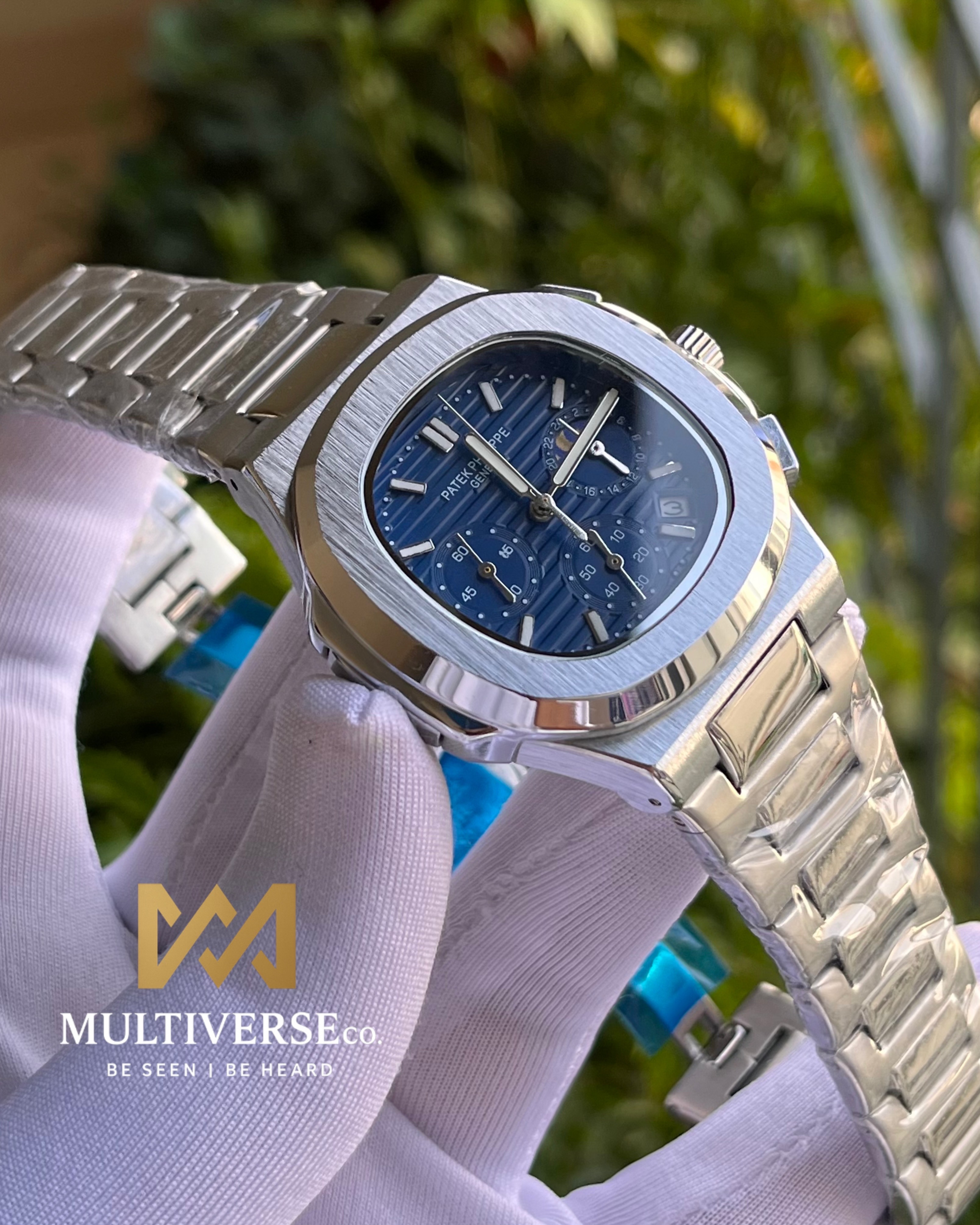 PATEK NAUTILUS CHRONO SILVER BLUE (AA) | WATCH MULTIVERSE