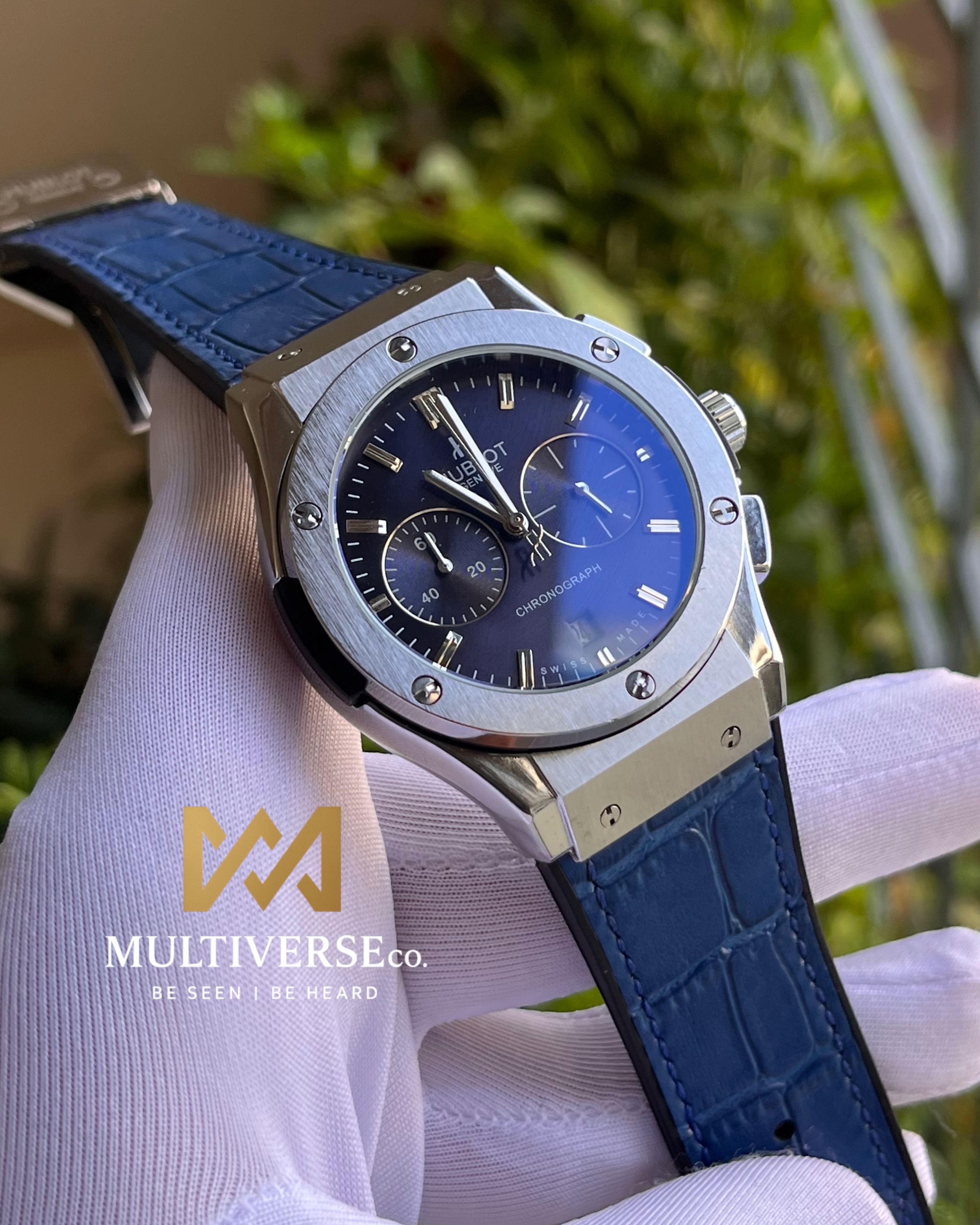 CLASSIC FUSION TEXTURED BELT SILVER BLUE (AA) | WATCH MULTIVERSE