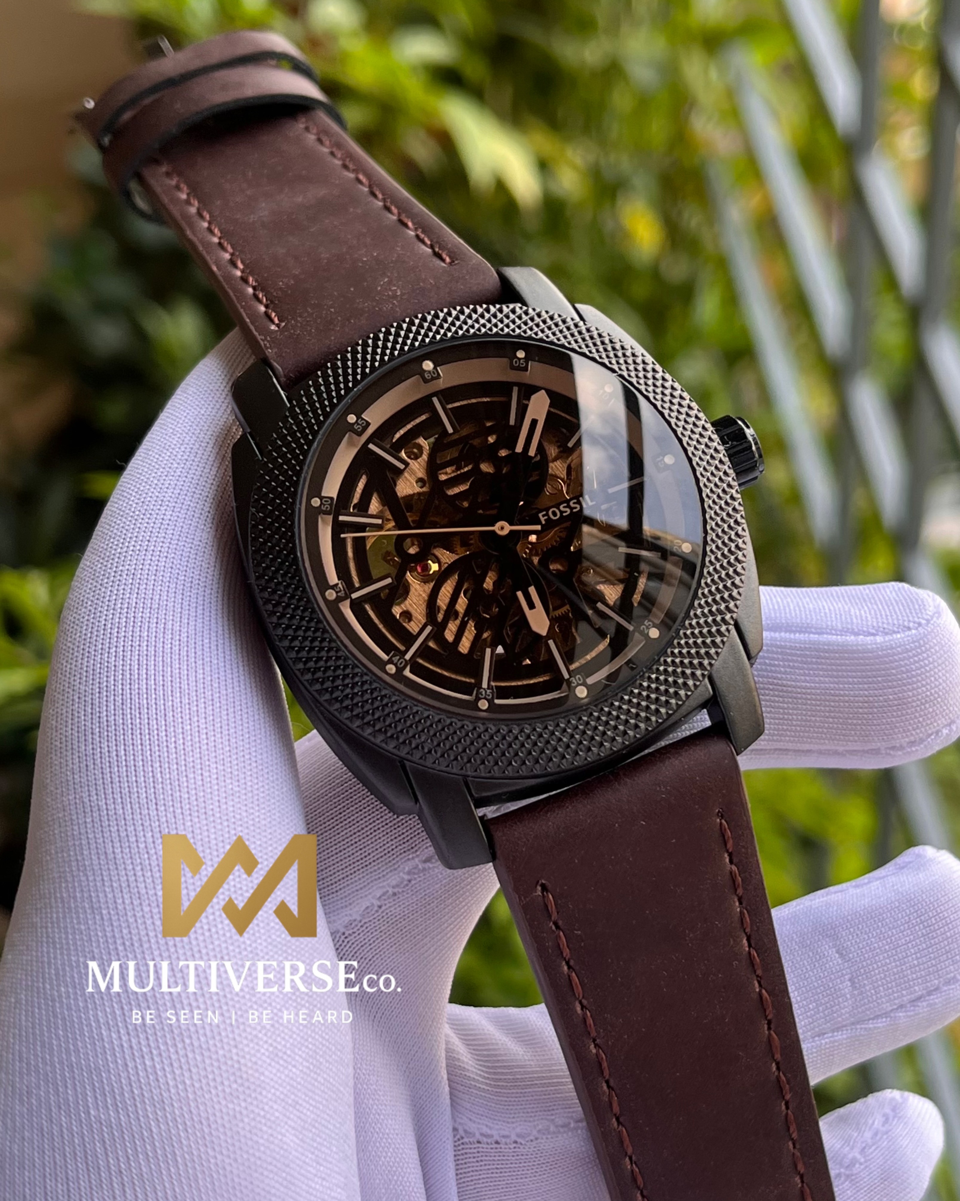 FOSSIL MACHINE AUTOMATIC BLACK CASE BROWN BELT (SEMI AAA) | WATCH MULTIVERSE