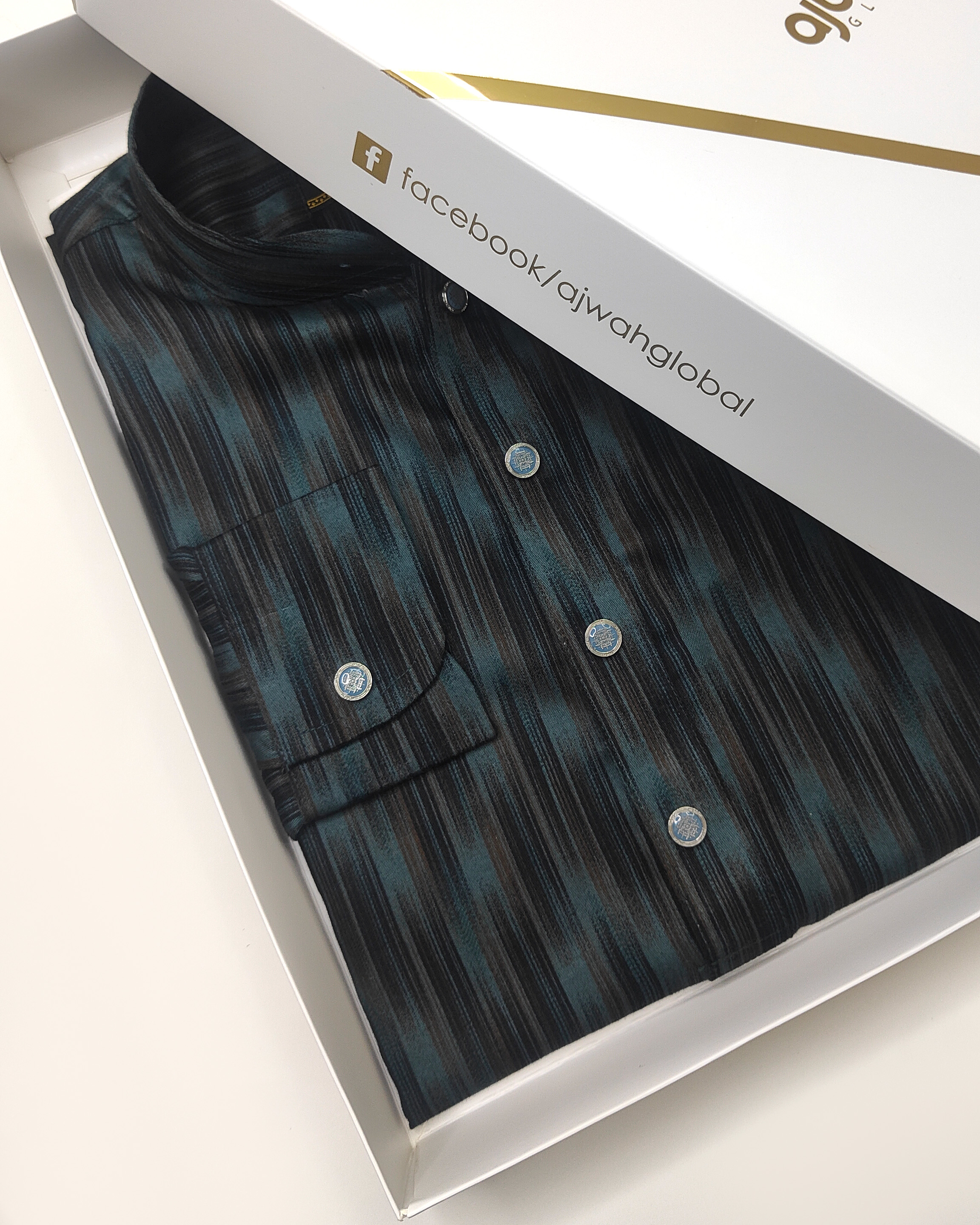 Midnight Slate Snap Button Cuff Panjabi | Ajwah