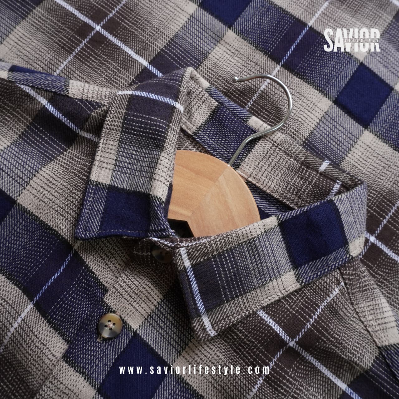 Cocoa Grid - Full Sleeve Pocket Less Check Shirt | Savior Lifestyle