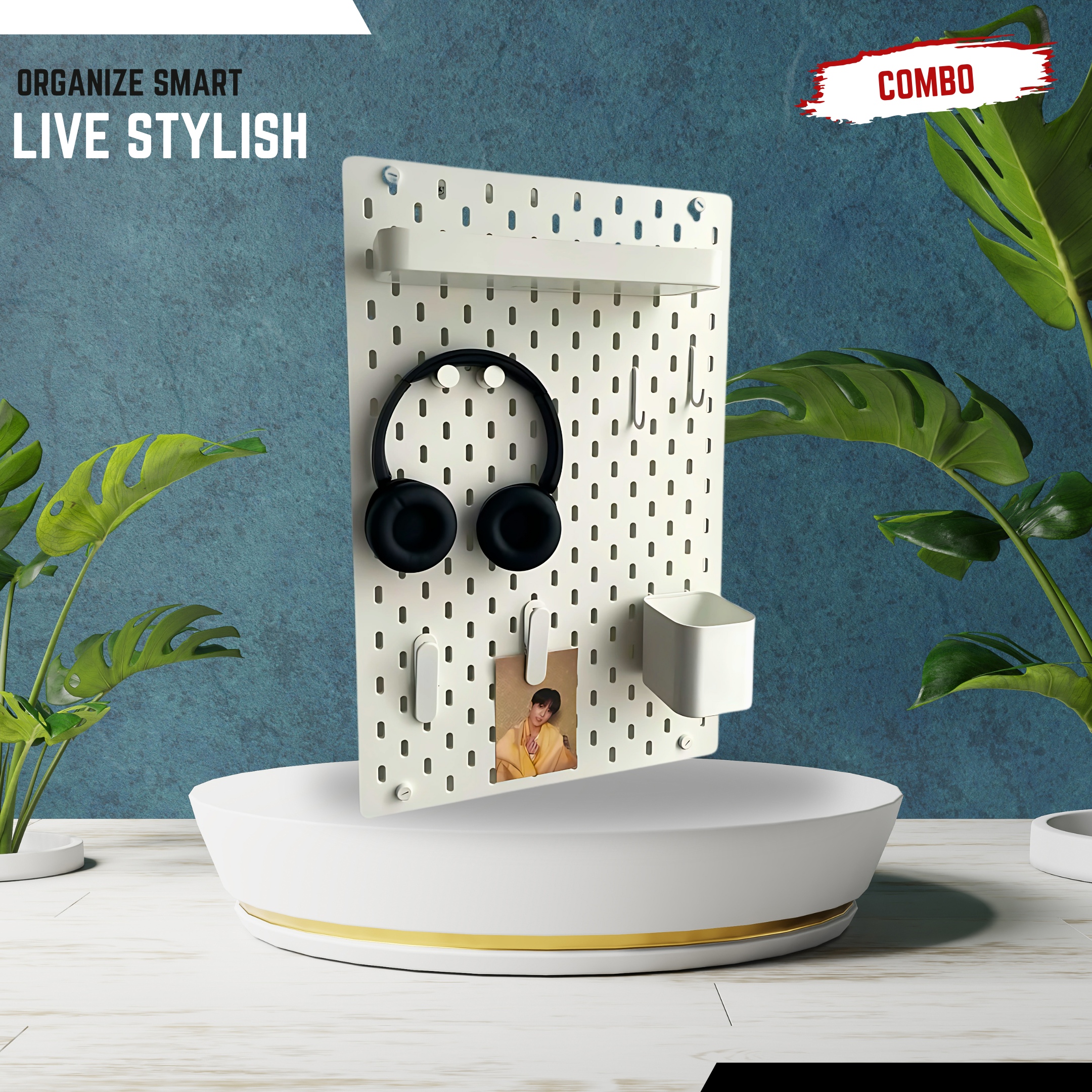 14×22 Inch Melamine PegBoard Combo – Premium Compact Organizer | InDecorBD | InDecorBD