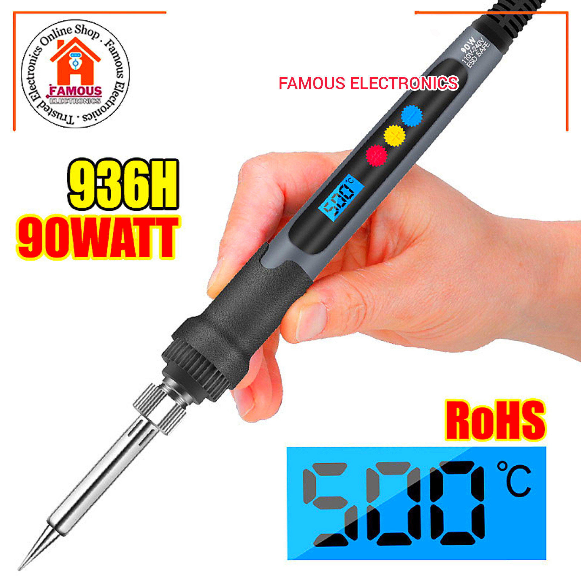 936H High Temperature Digital Display Soldering Iron 90W – Professional ...