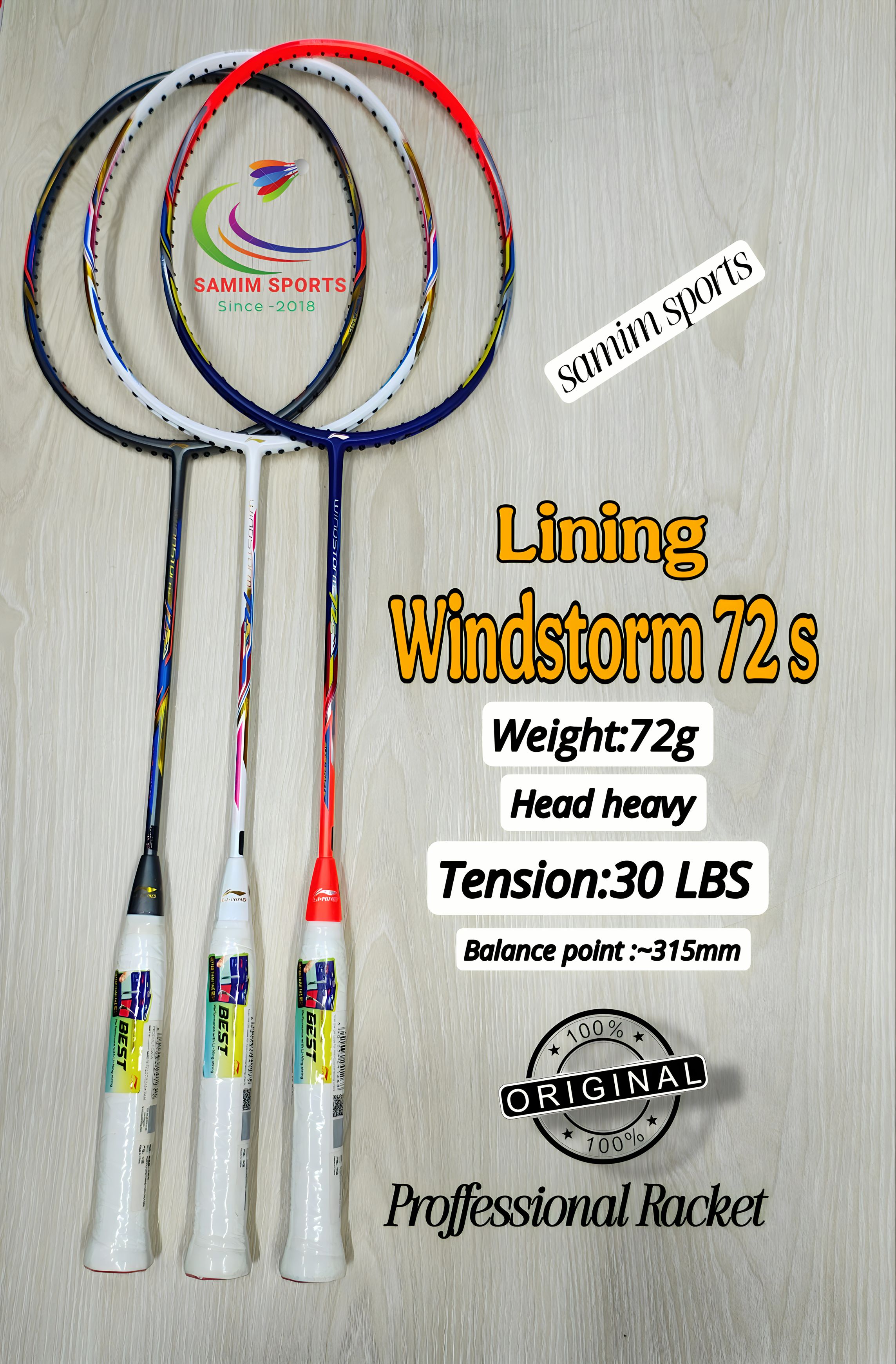 Li-Ning Windstorm 72S Badminton Racket | Ultra-Light & Head Heavy Power ...