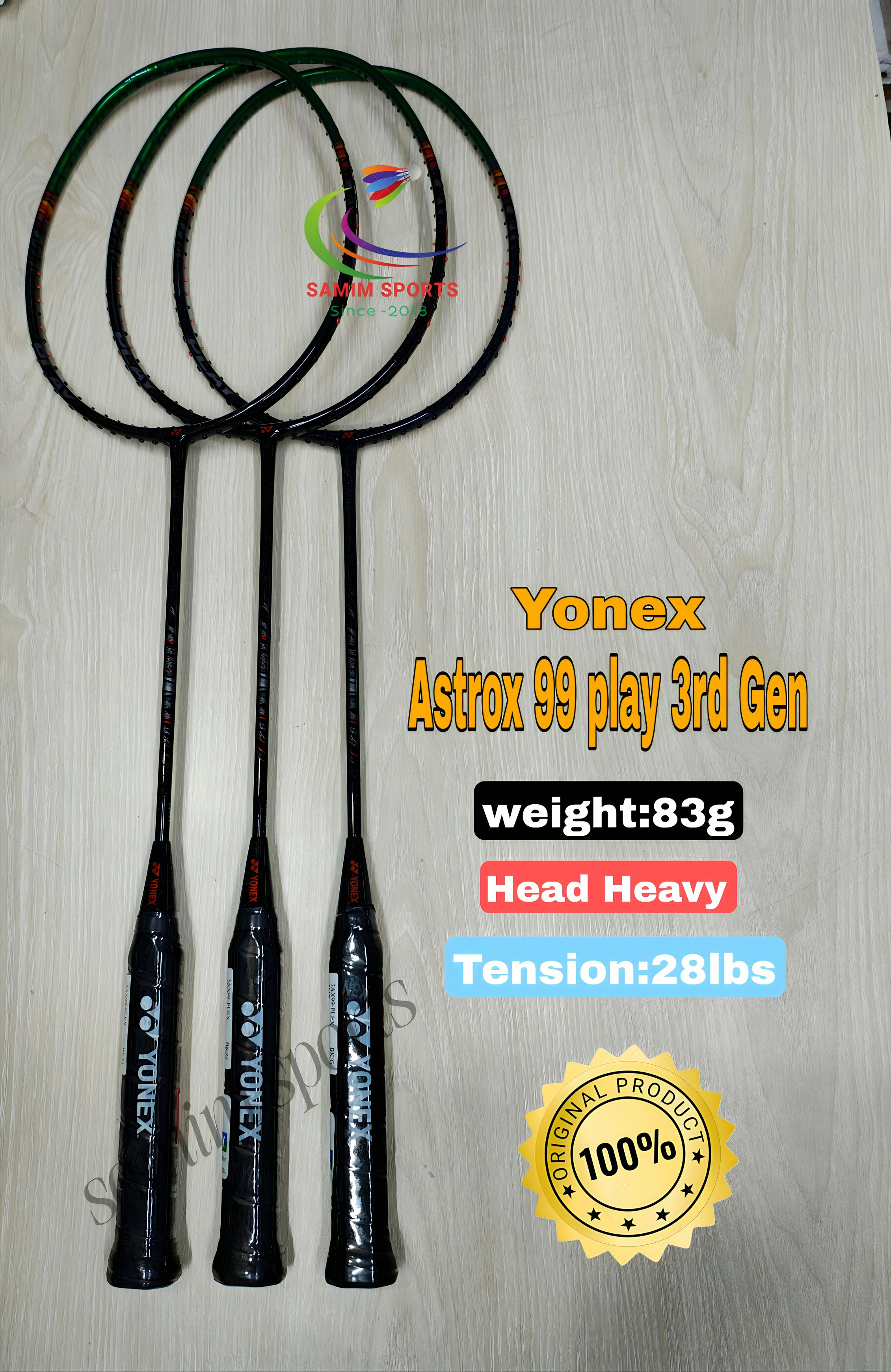 Yonex Astrox 99 Play 3rd Gen Badminton Racket! Black Green | SAMIM sports