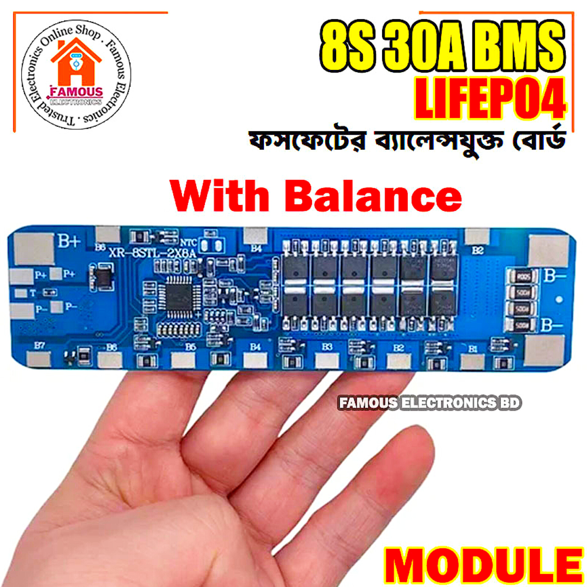 BMS 8S 24V LiFePo4 30A Battery Protection Board with Balance – Short ...
