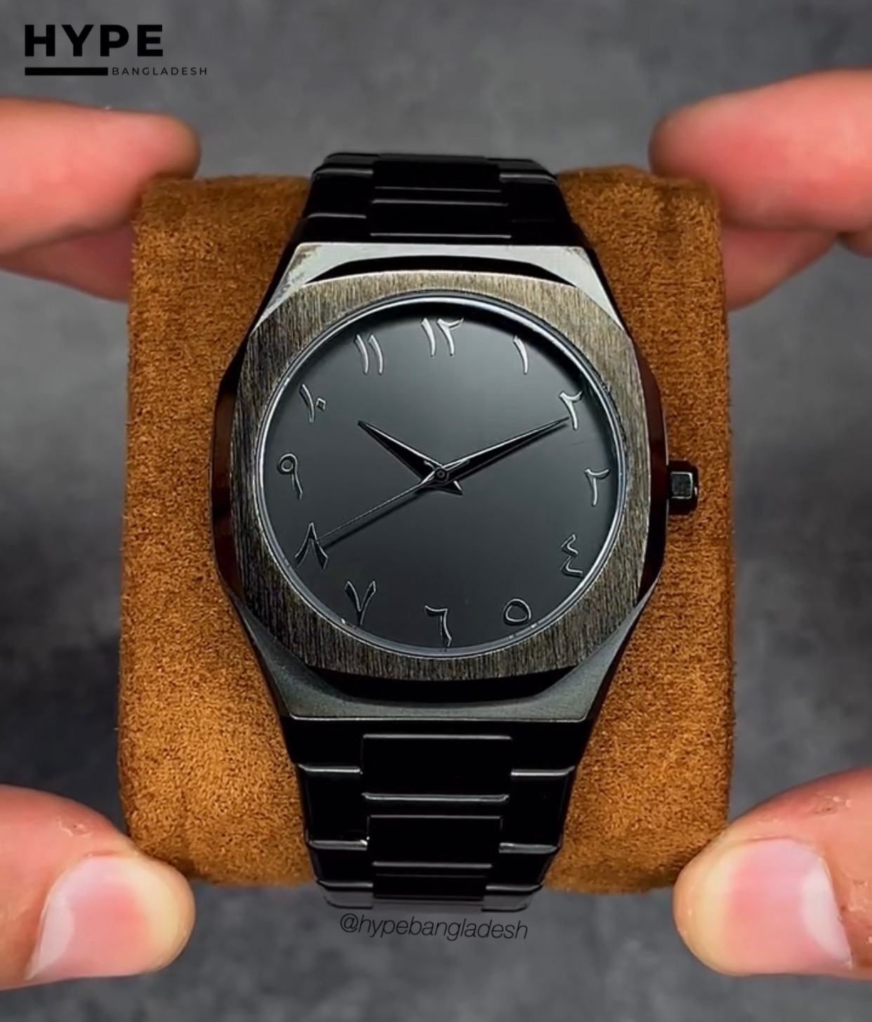 Arabic Dial Bestwin Stainless Steel heavyweight Watch (ALL BLACK) | Hype