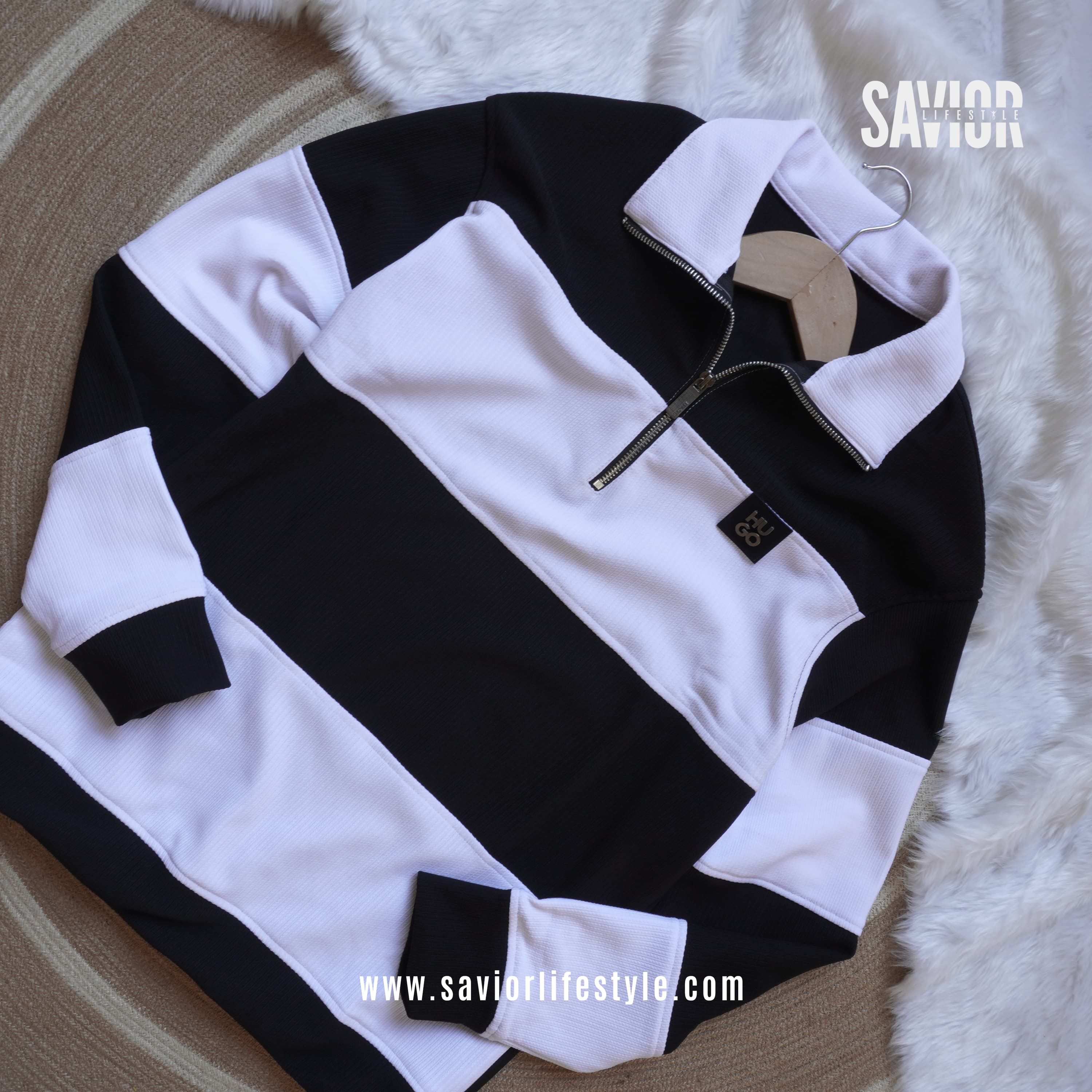 Black n White - Full Sleeve Zipper Sweatshirt | Savior Lifestyle