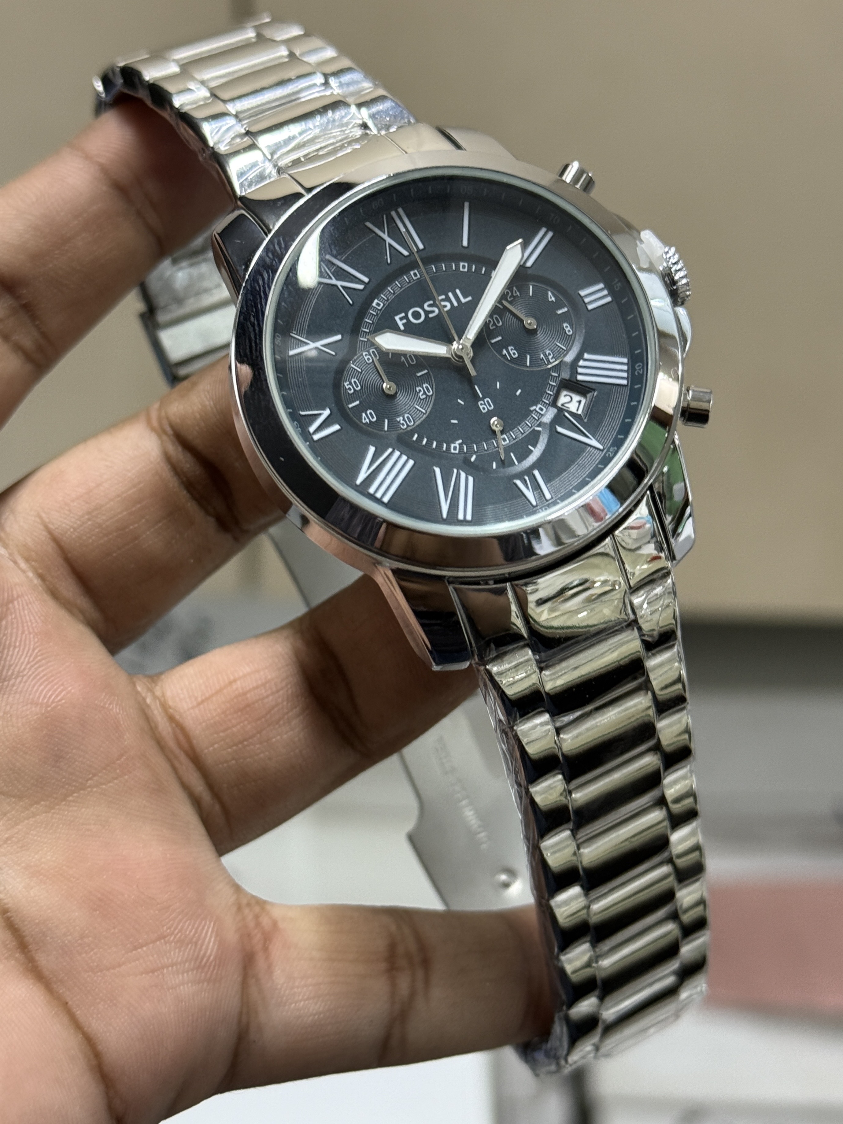 FOSSIL QUARTZ CHAIN CHRONO BLUE DIAL | Watch Legion BD