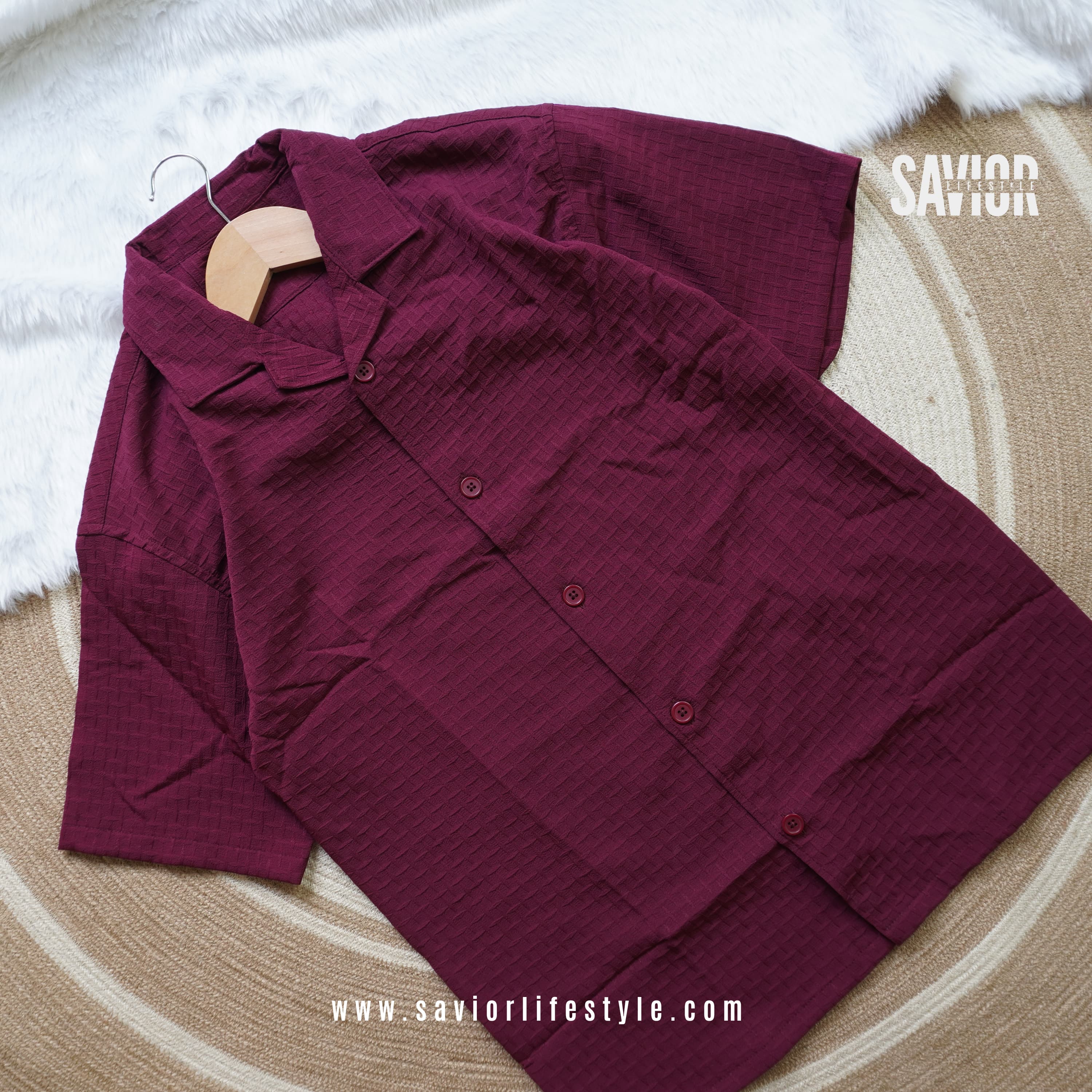Maroon Color Drop Shoulder Cuban Summer Shirt | Savior Lifestyle
