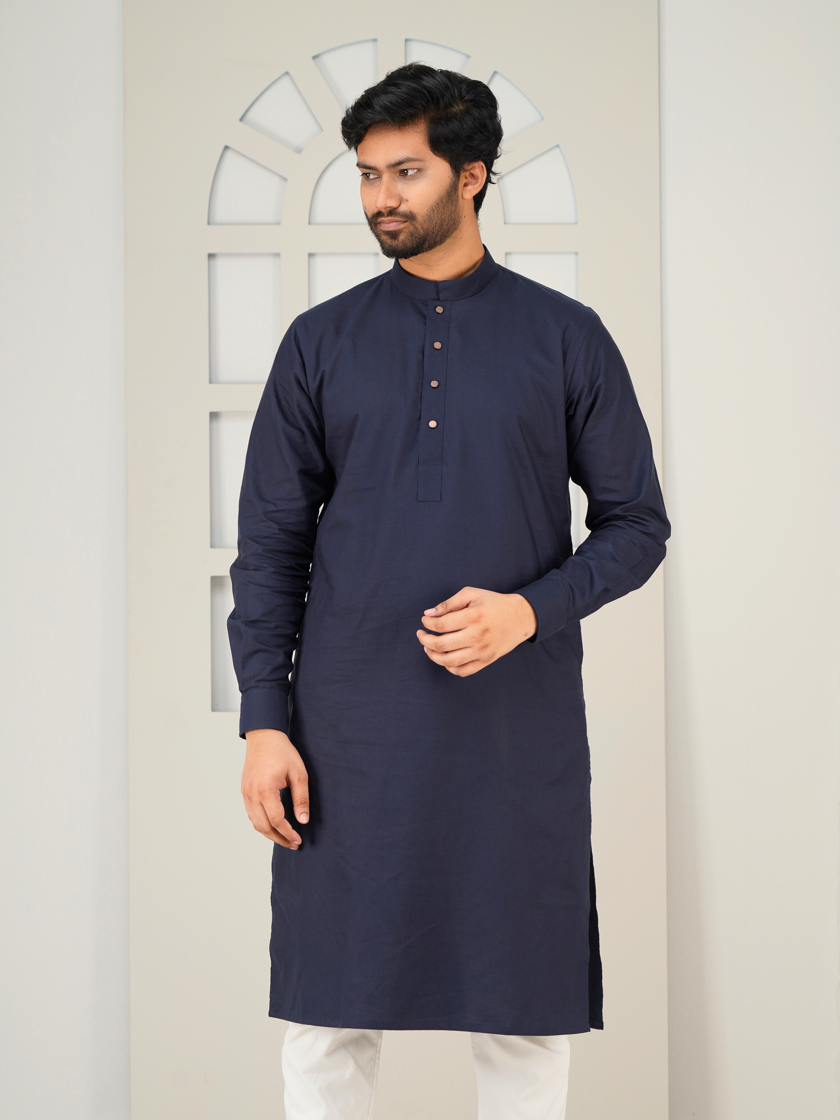Oxford Cotton Panjabi – Navy Blue | Regular Fit | Eclantia Lifestyle