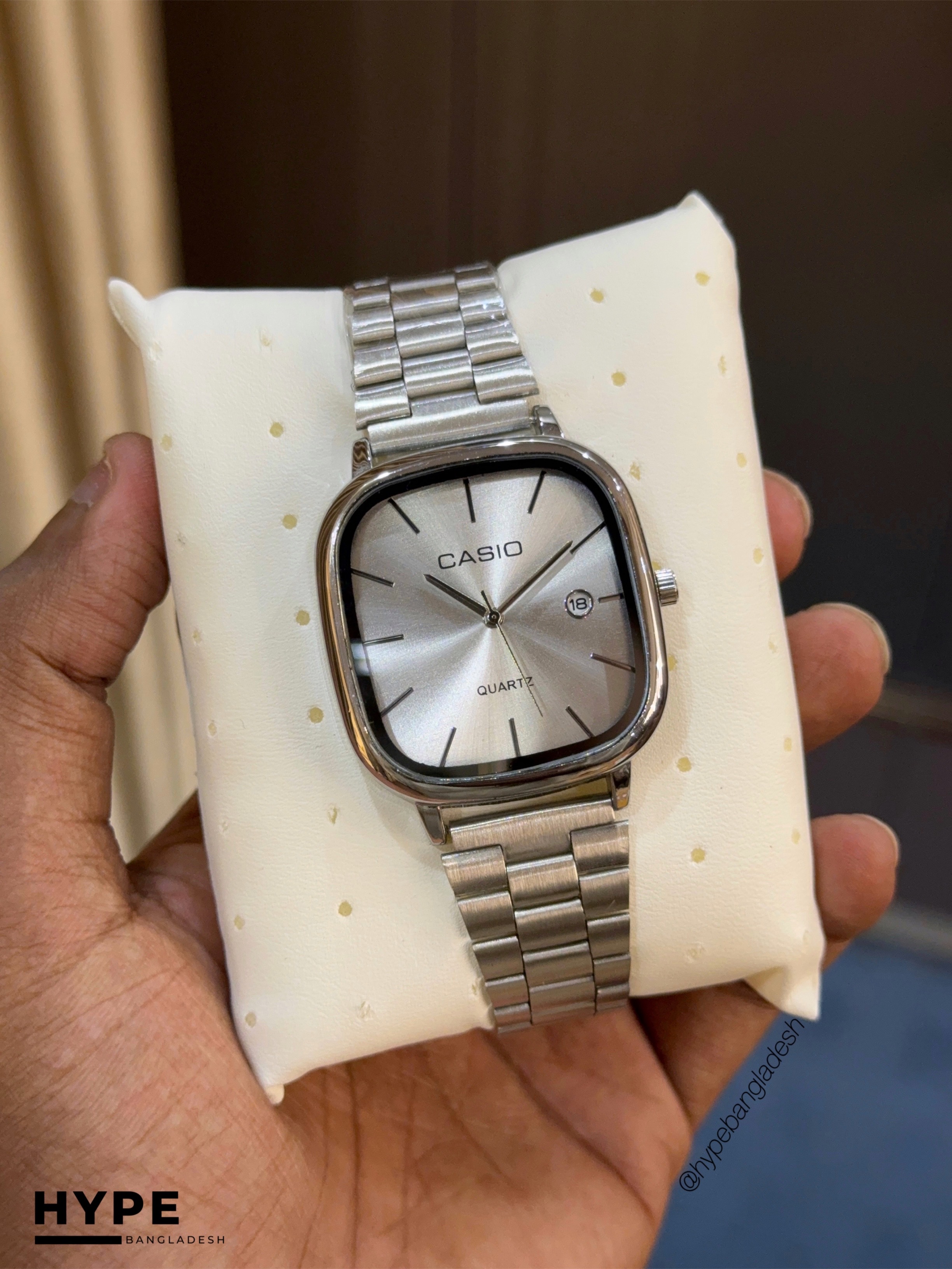 CASI0 Vintage Square Watch For Men (Silver-White) | Hype