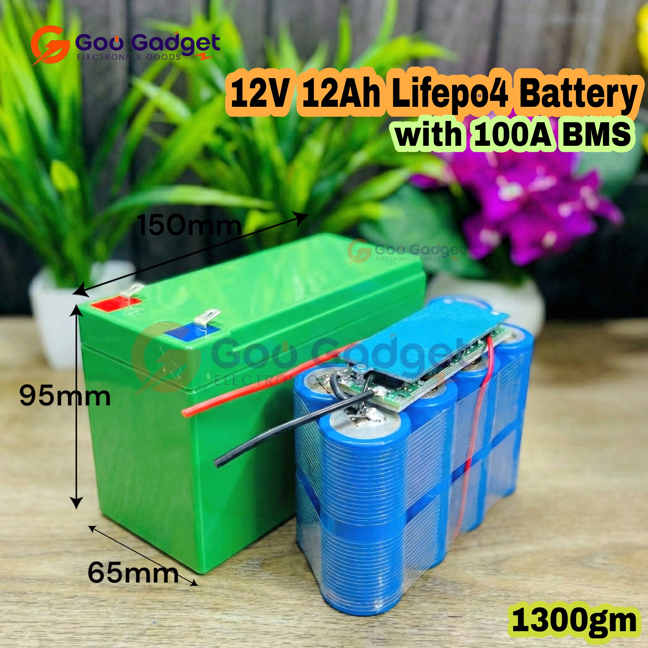 12V 12Ah LiFePO4 Bike Self-Start Battery Pack | 4S2P IFR32700 Cells ...