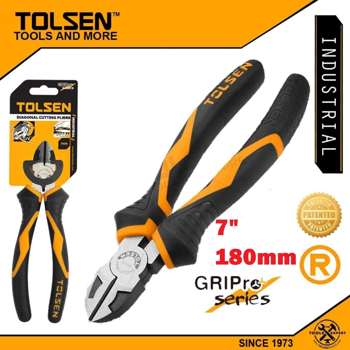 TOLSEN 7" Diagonal Cutting Pliers (180mm) Industrial GRIPro Series Model: 10019 | Tolsen Tools ...