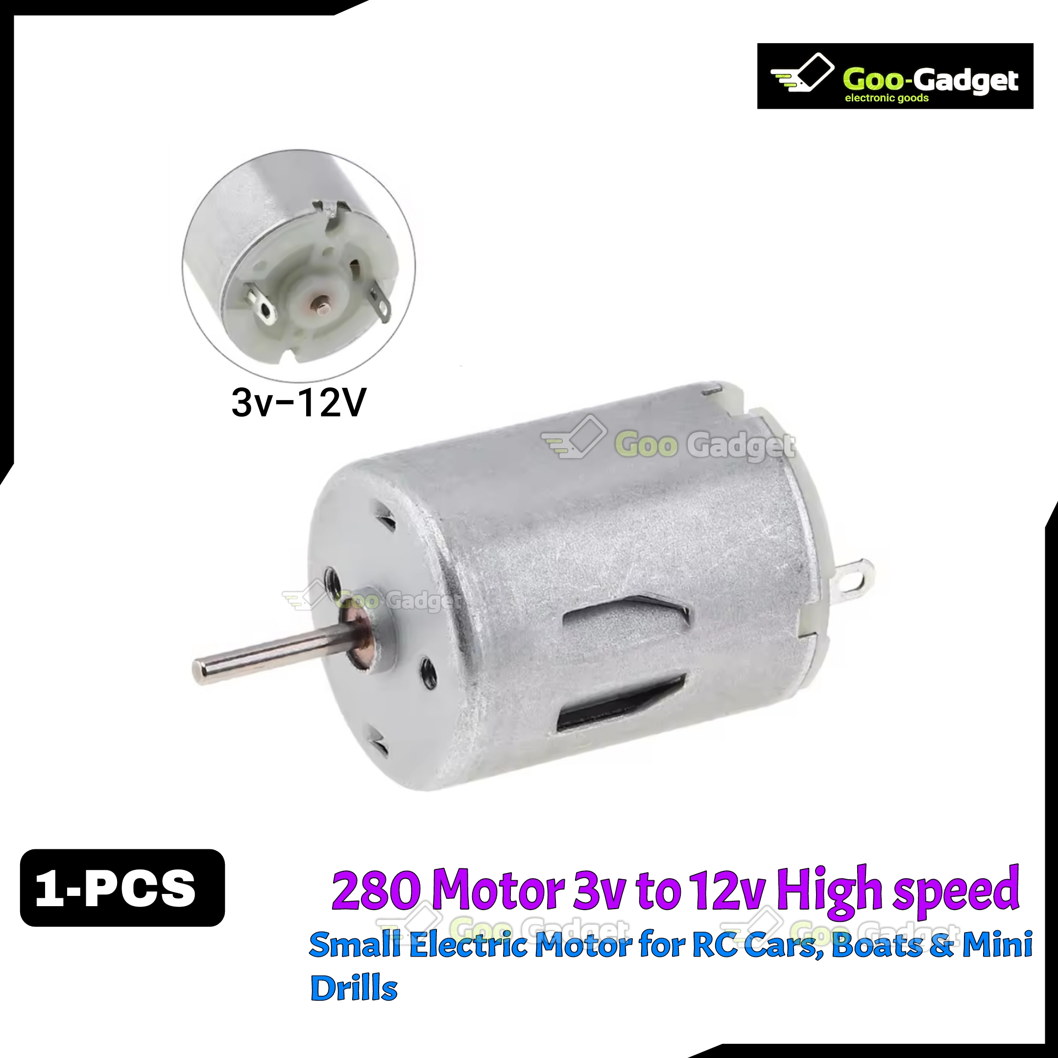 280 DC Motor – 3V/6V/12V Small Electric Motor for RC Cars, Boats & Mini ...