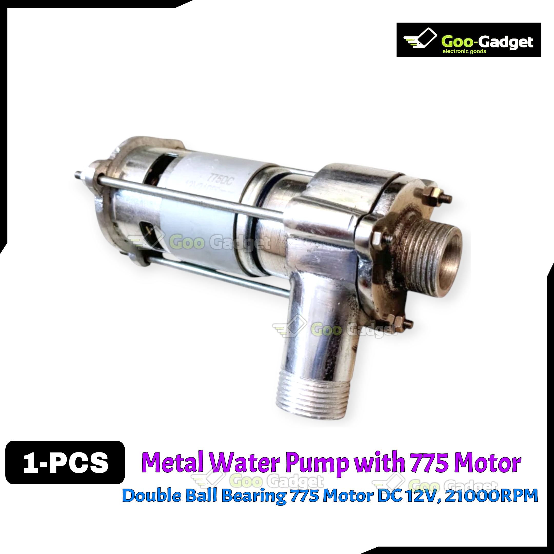 Metal Water Pump Kit with 775 Motor | 12V DC, 21000RPM | Double Ball ...